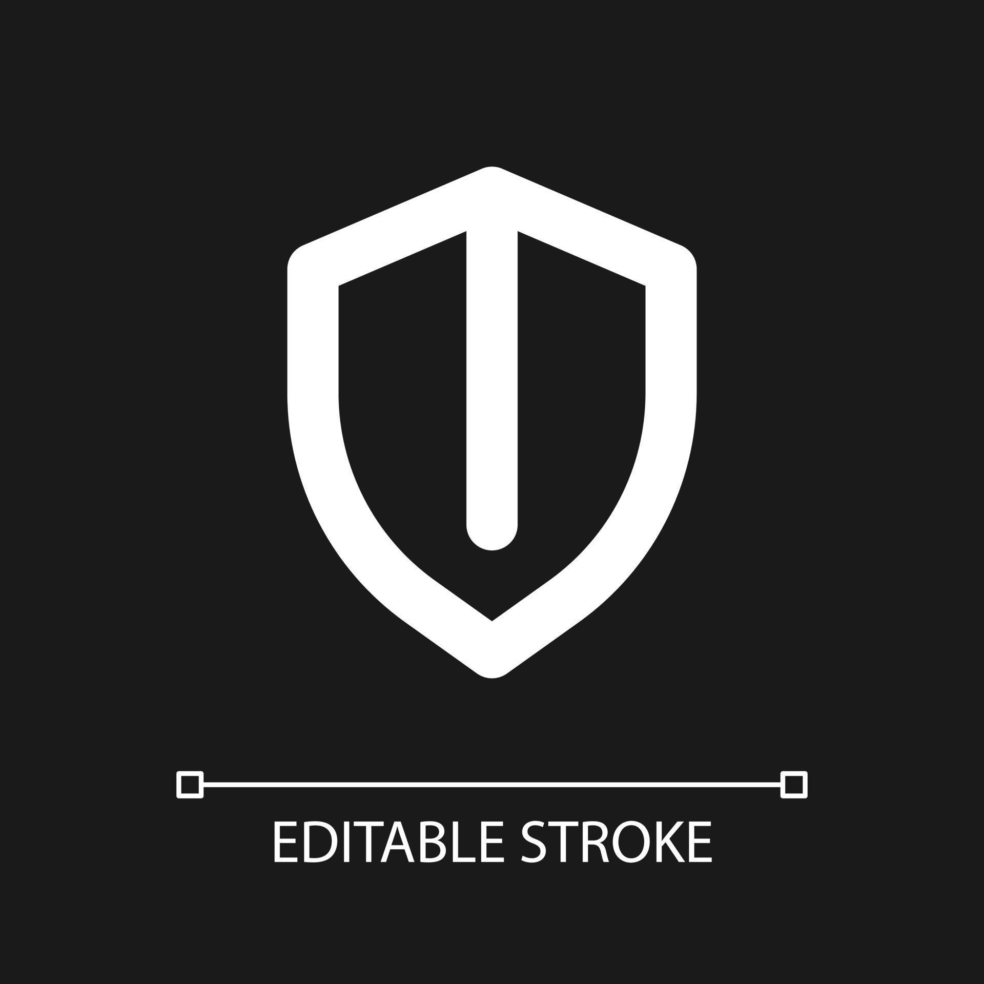 Security shield pixel perfect white linear ui icon for dark theme. Antivirus software. Vector ...