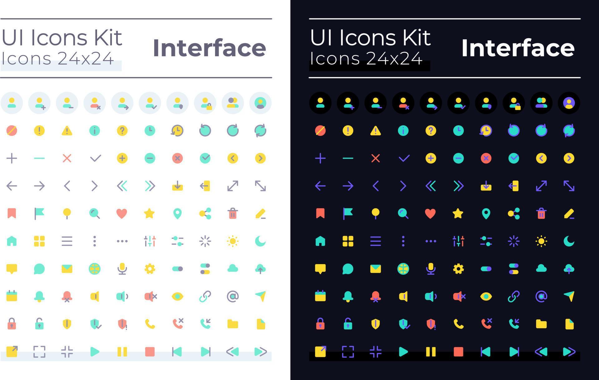 Minimalistic And Simple Looking Flat Color Ui Icons Set For Dark Light Mode Smartphone