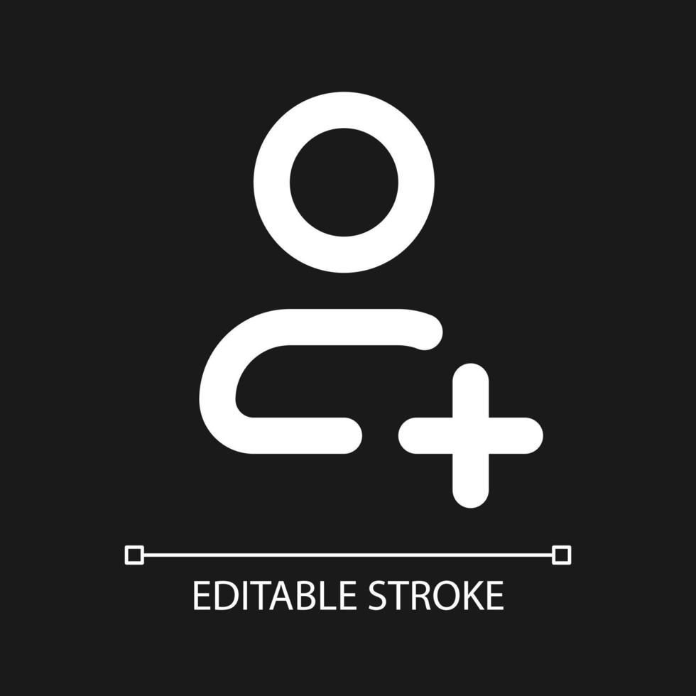 Add New Contact Pixel Perfect White Linear Ui Icon For Dark Theme Create Profile Address Book