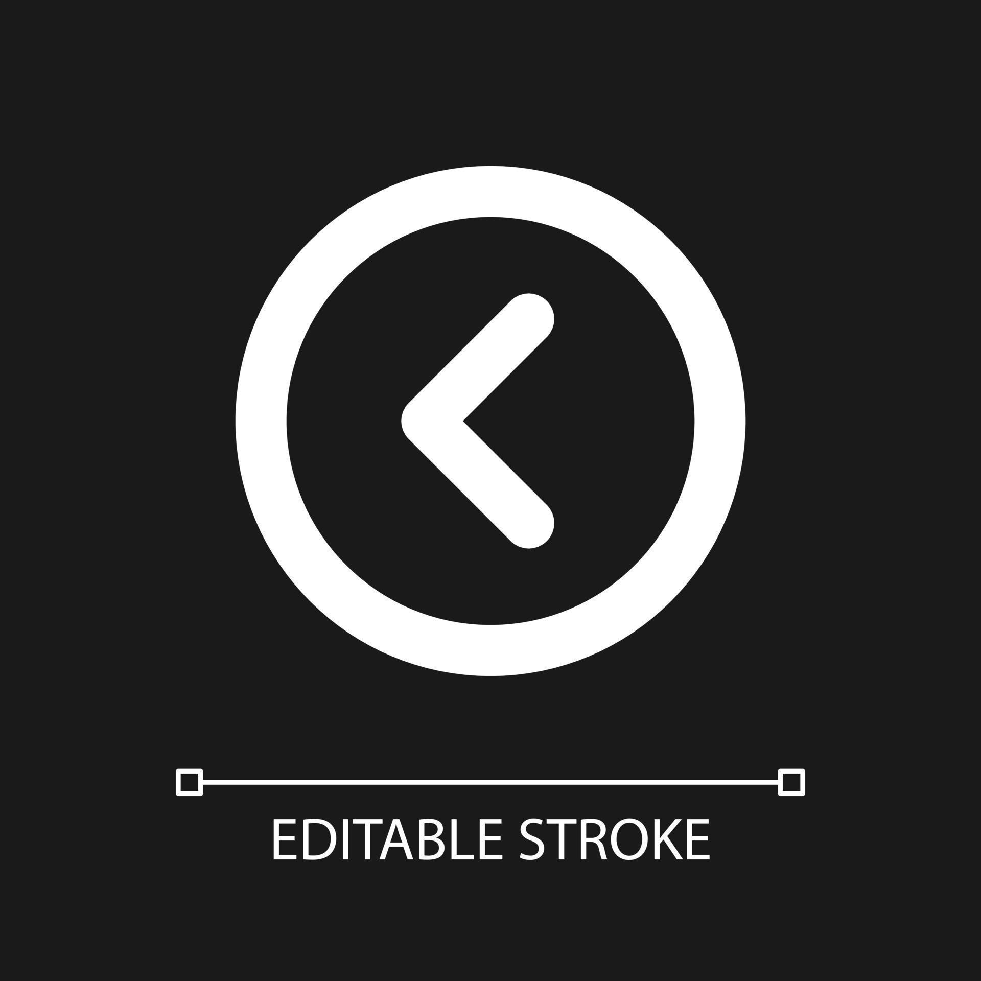 Arrow left button pixel perfect white linear ui icon for dark theme. Move back. Previous track ...