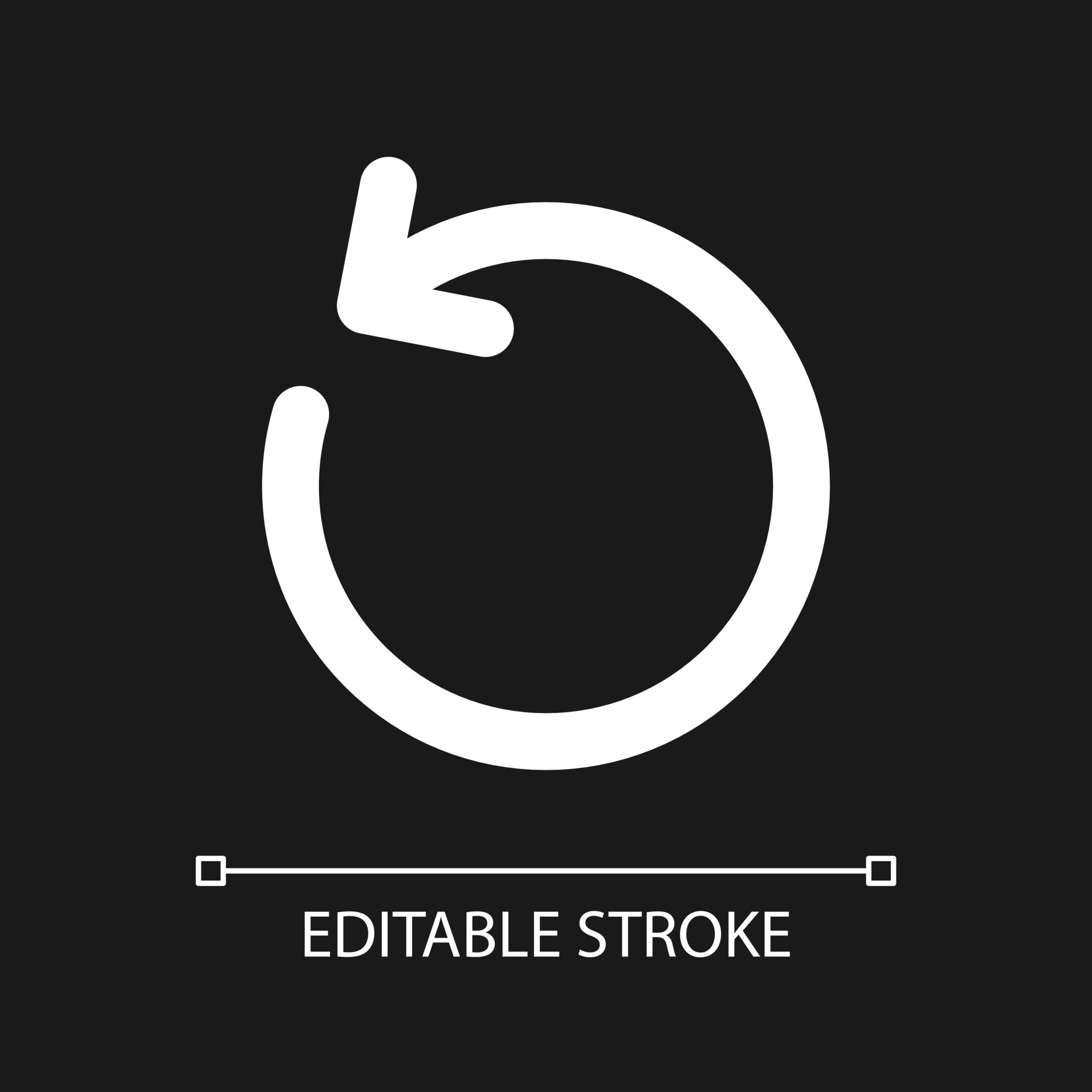 Turn pixel perfect white linear ui icon for dark theme. Rotating arrow. Counter clockwise ...