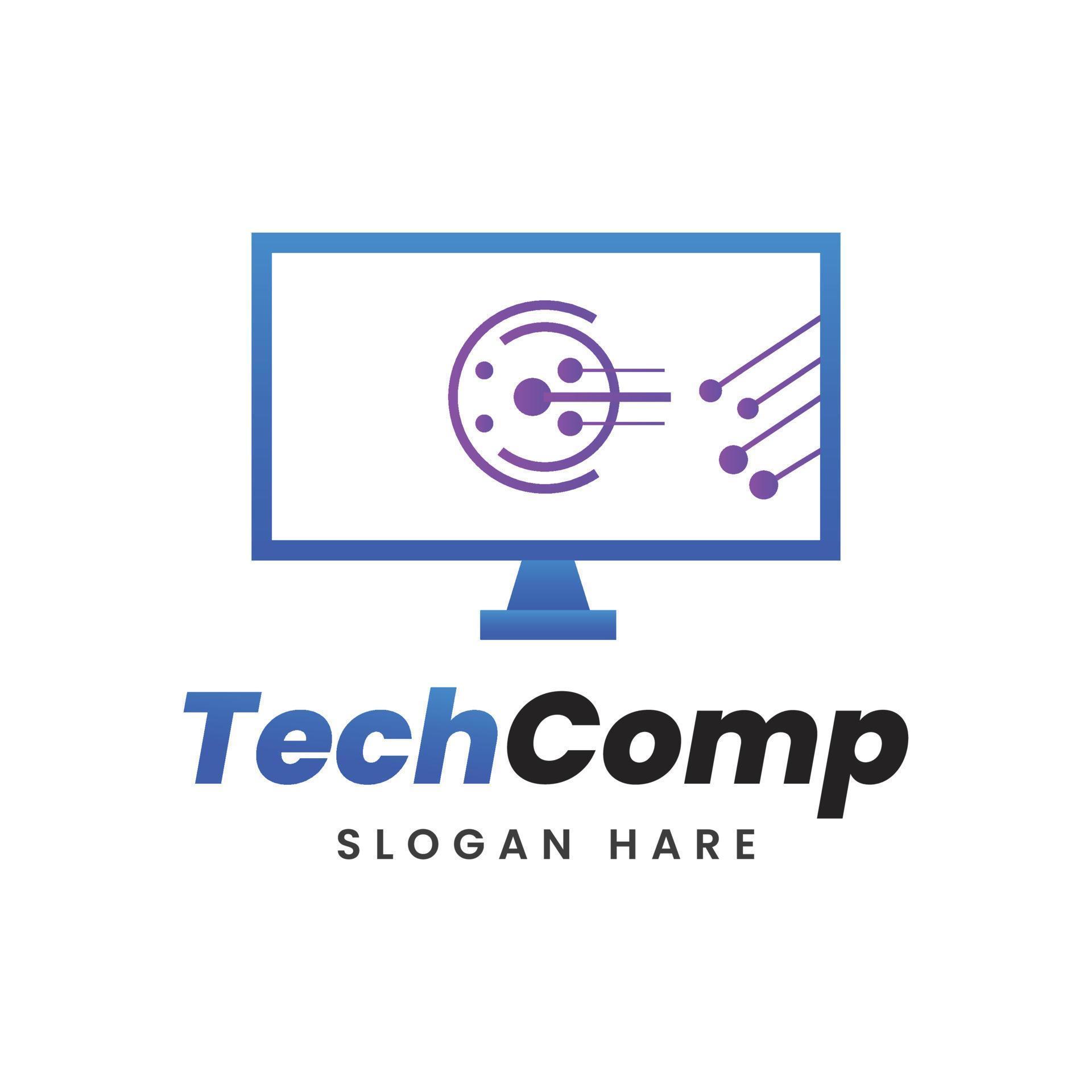 Creative TechComp gradient computer logo vector template. 22738630 ...
