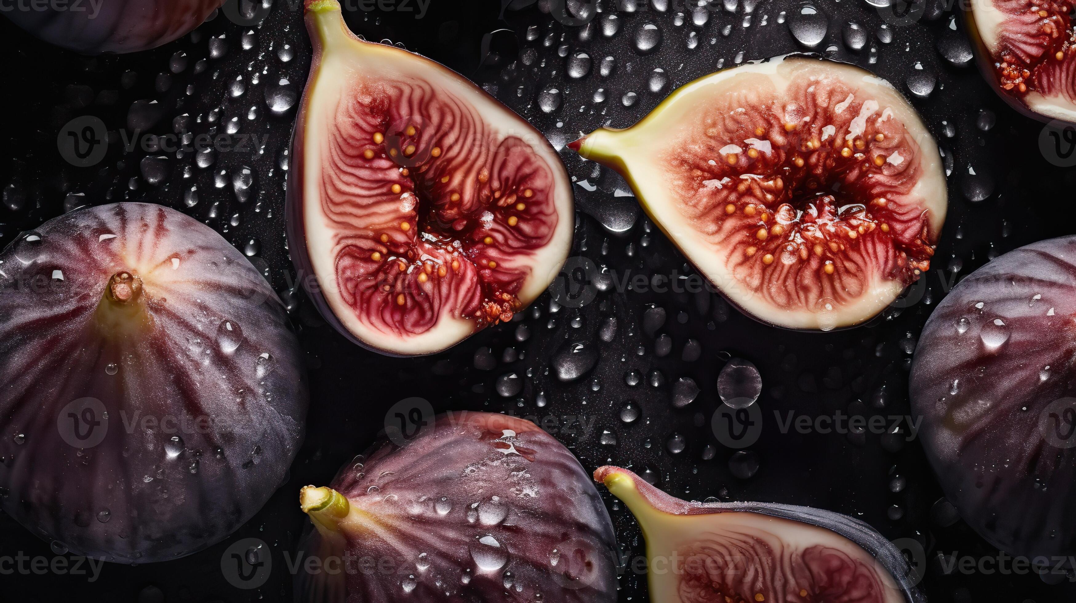 Tropical fruit pattern. Fresh figs. Can be used for decoration. Graphic Art Illustration ...
