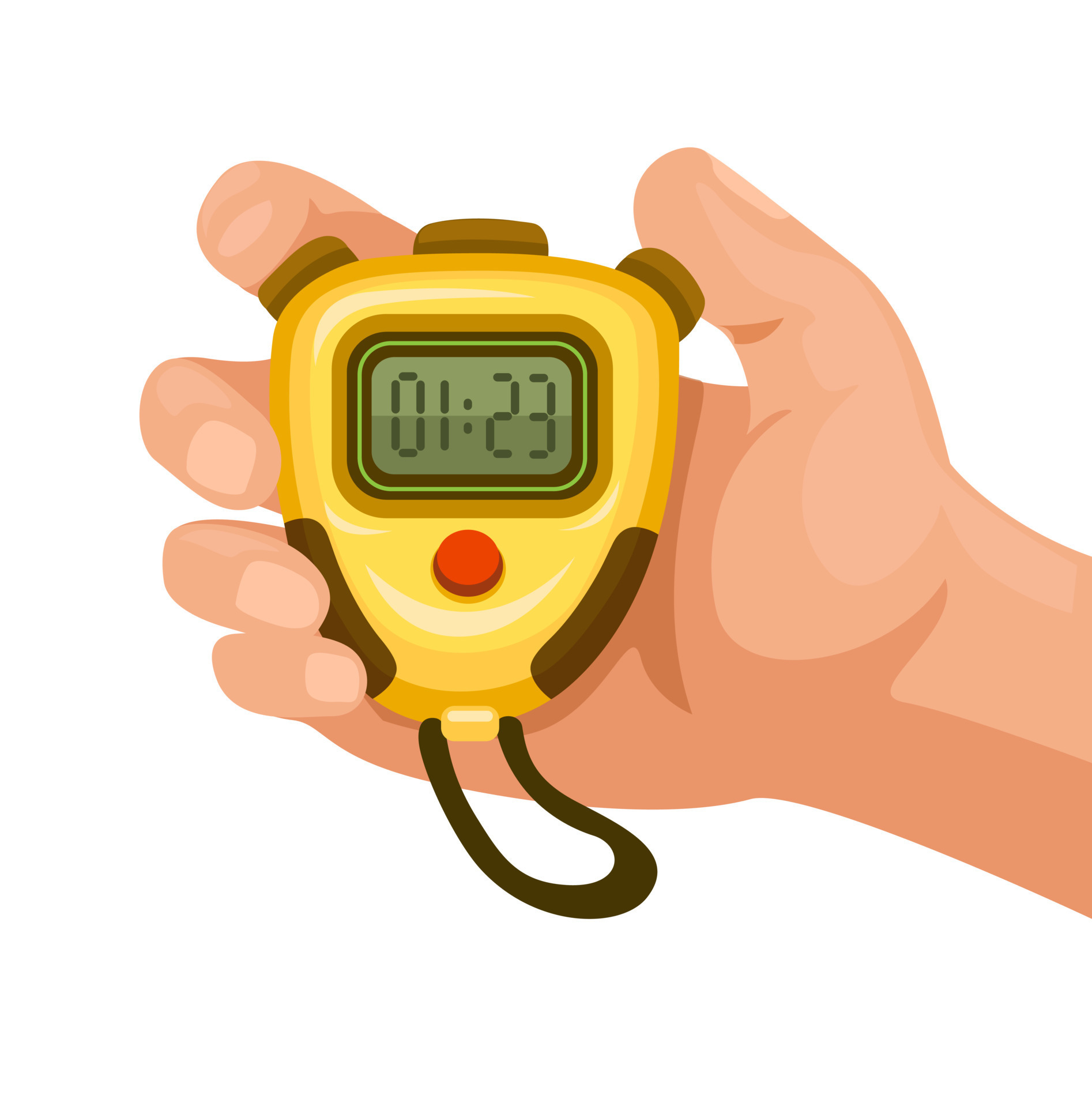 Hand holding Digital Stopwatch Symbol cartoon illustration vector ... Hand holding Digital Stopwatch Symbol cartoon illustration vector ...