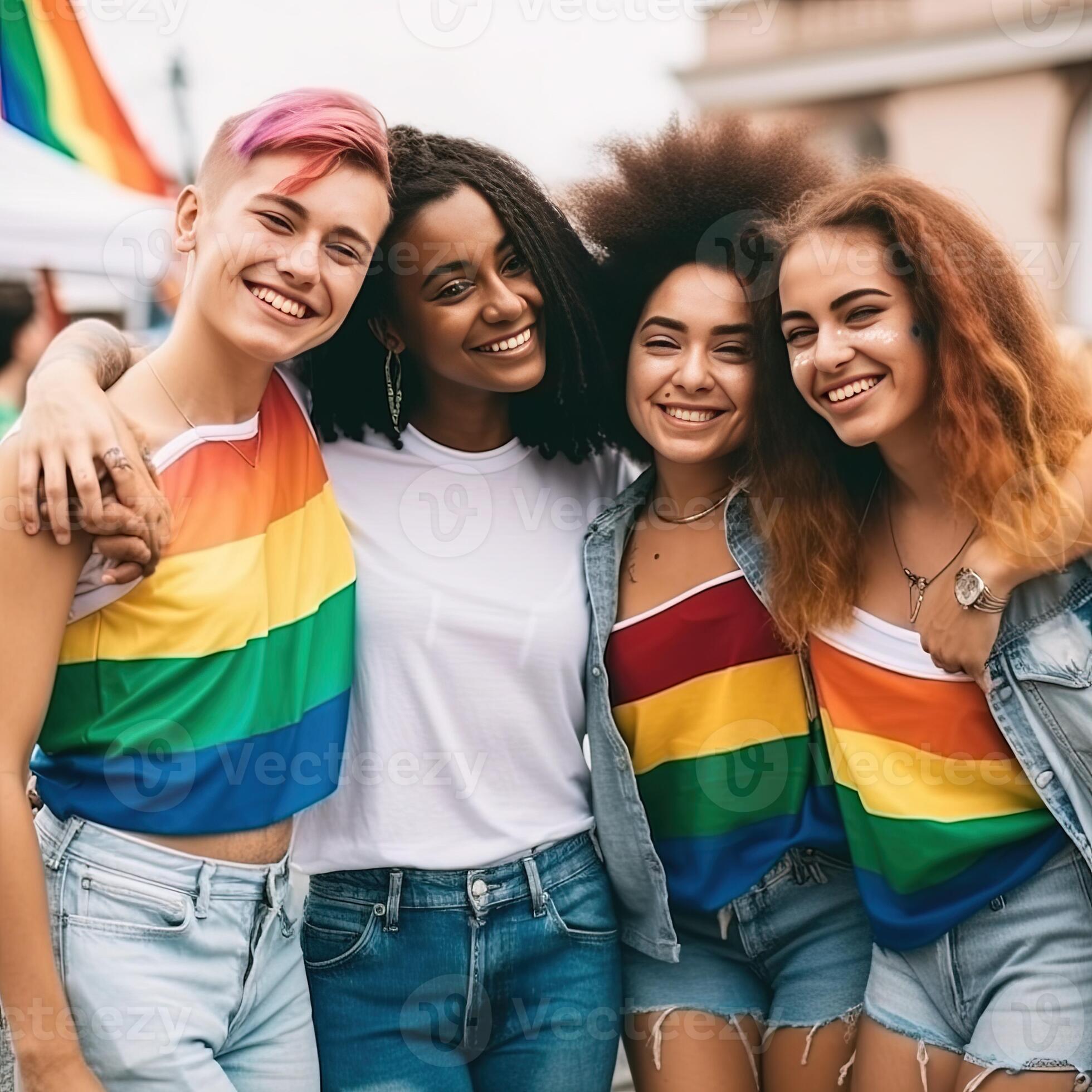 Diverse young friends celebrating gay pride festival LGBTQ. 22741318 ...