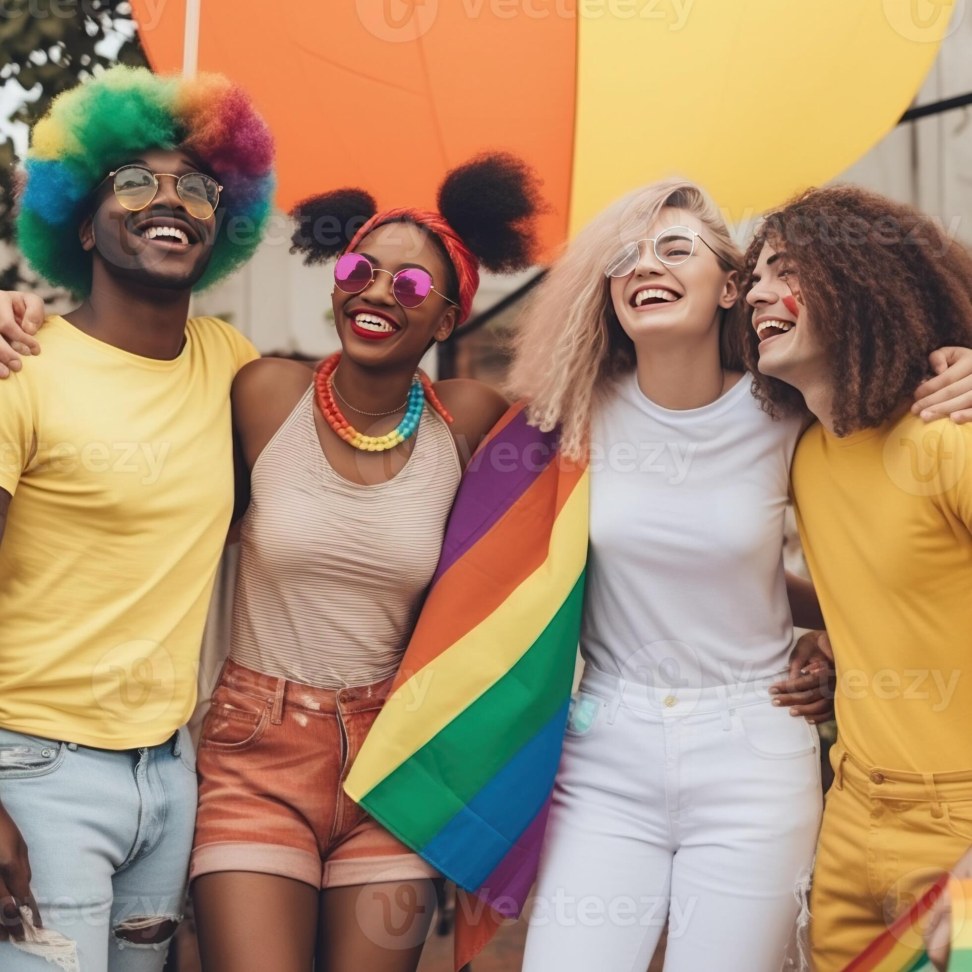 Diverse young friends celebrating gay pride festival LGBTQ. 22741320 ...