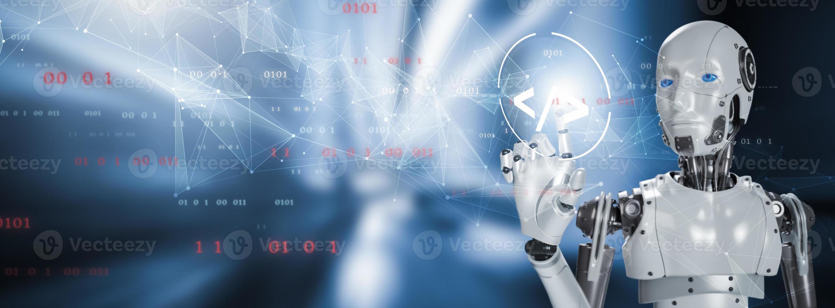 Robot Working With Digital Display Internet Connection Controlled By Ai Robot Humanoidcode Html