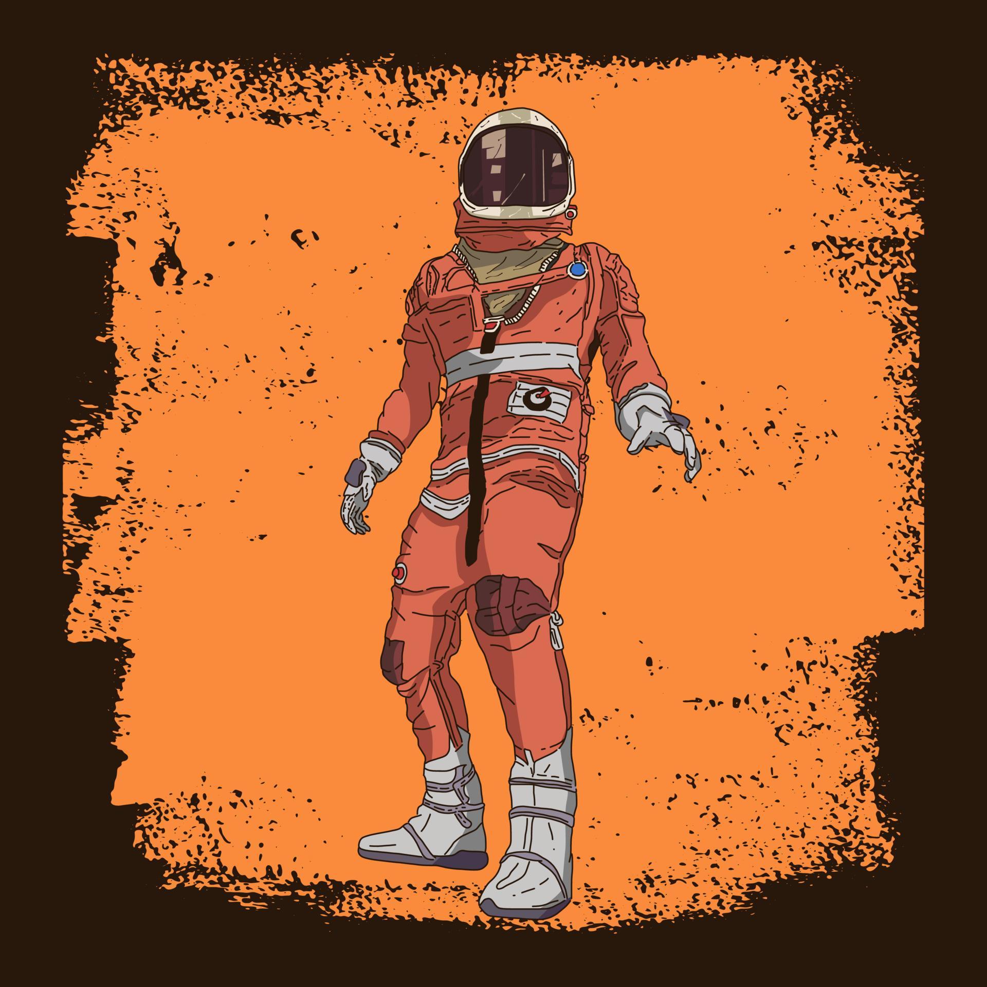 Astronaut In Retro Style Vector Illustration 22745646 Vector Art At Vecteezy