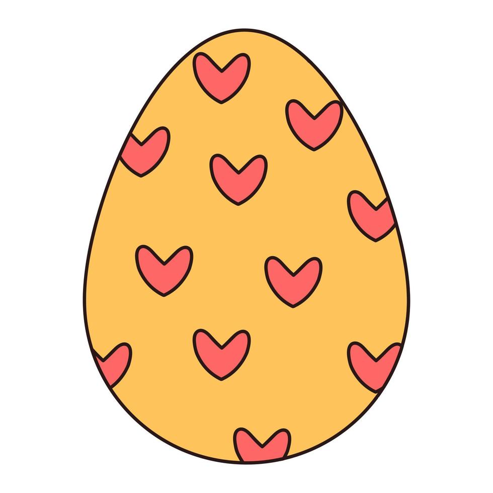 Groovy Easter egg with pattern. Vintage hippie psychedelic clipart ...