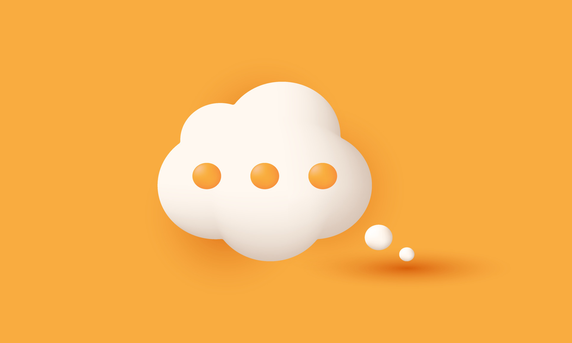 3d Realistic Cartoon Orange Speech Cloud Bubble Chat Icon Trendy Modern Style Object Symbols
