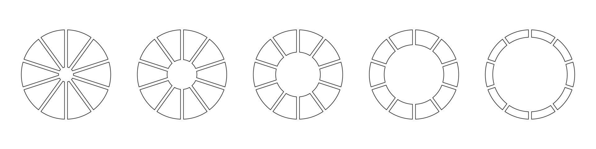 Wheels round divided in ten sections. Diagrams infographic set. Circle ...