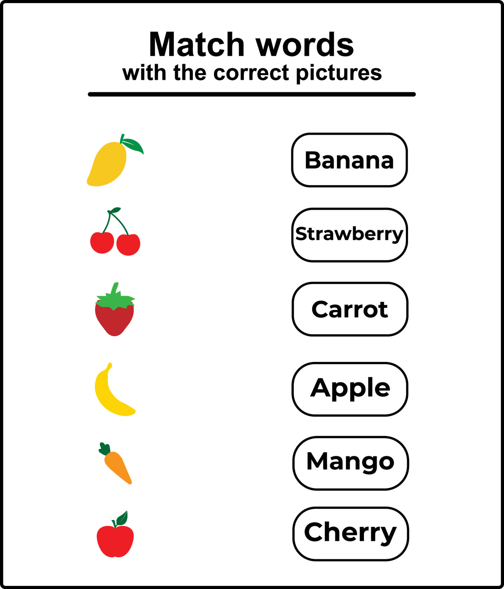 Match words with the correct picture. A worksheet to gain matching ... Match words with the correct picture. A worksheet to gain matching ...