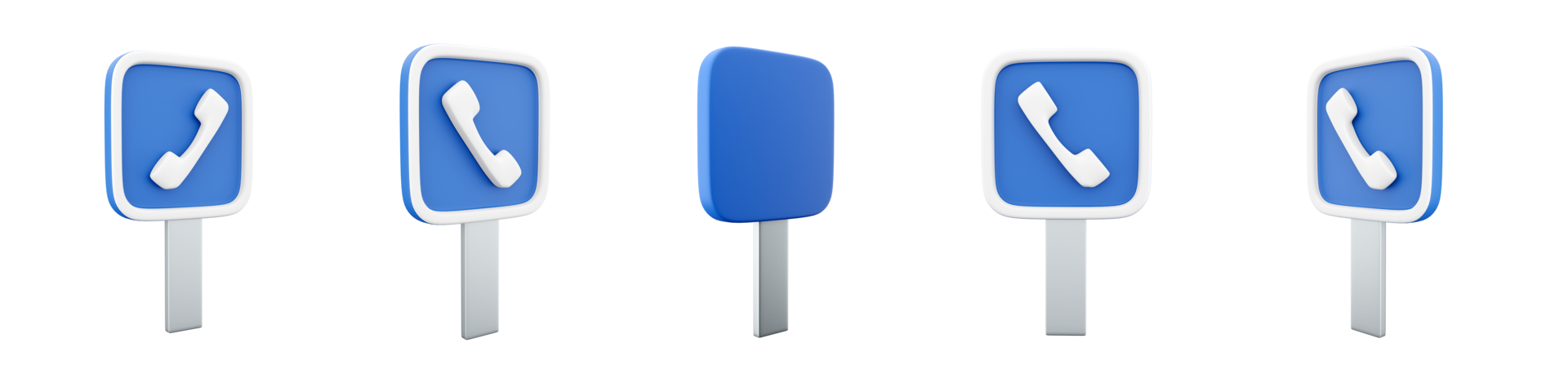 3d Rendering Telephone Road Sign Different Positions Icon Set 3d