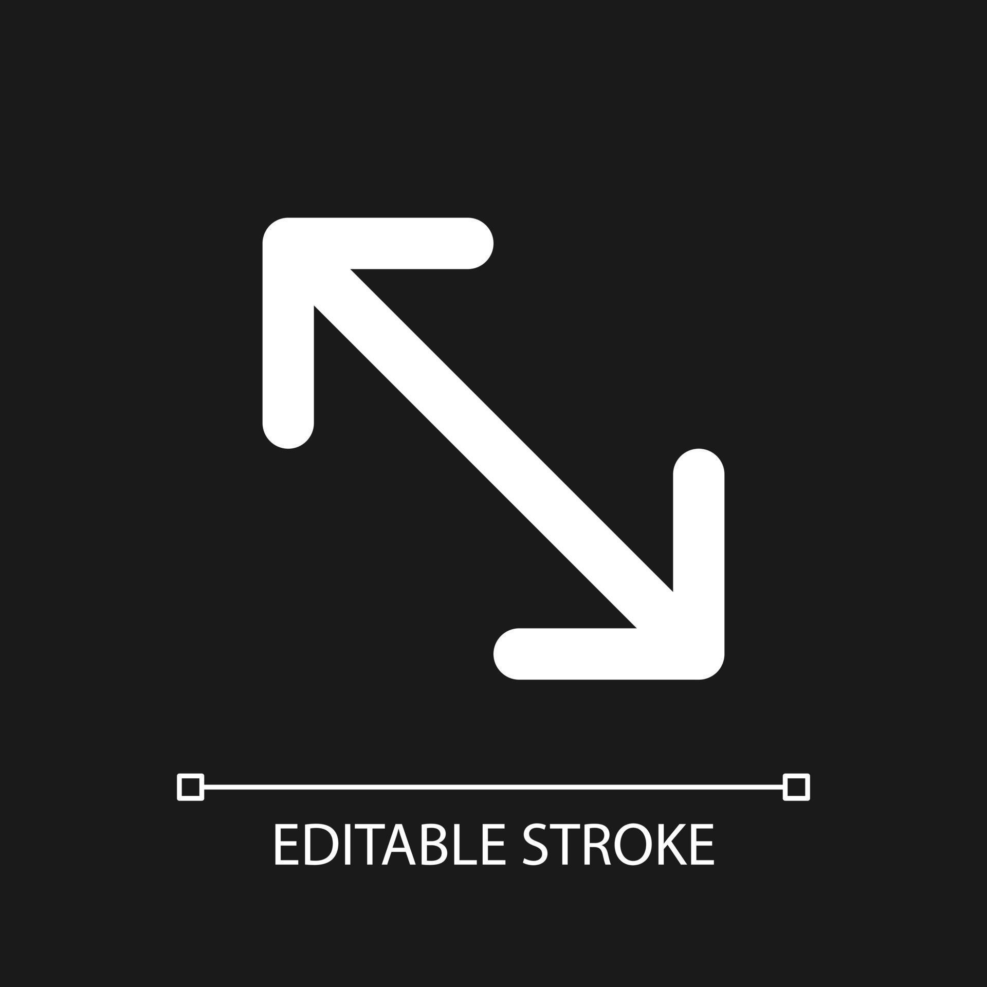 Expand pixel perfect white linear ui icon for dark theme. Gesture on touch screen. Zoom out ...