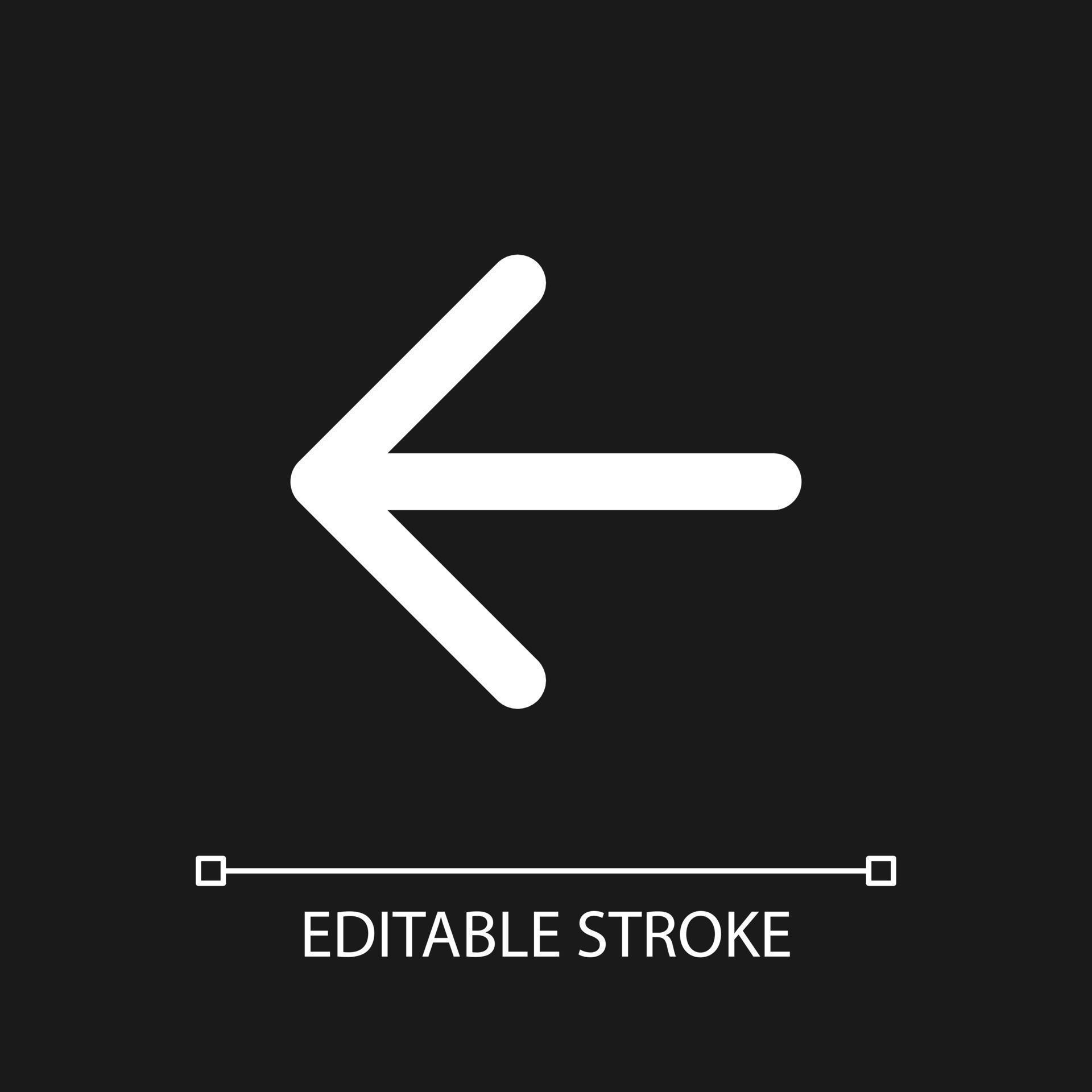 Leftwards Arrow Pixel Perfect White Linear Ui Icon For Dark Theme Setting Menu Selection Mode