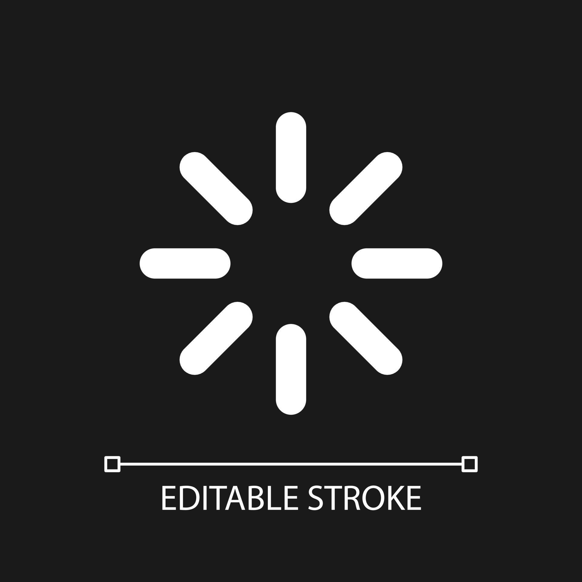Loading indicator pixel perfect white linear ui icon for dark theme. Progress spinner. Waiting ...