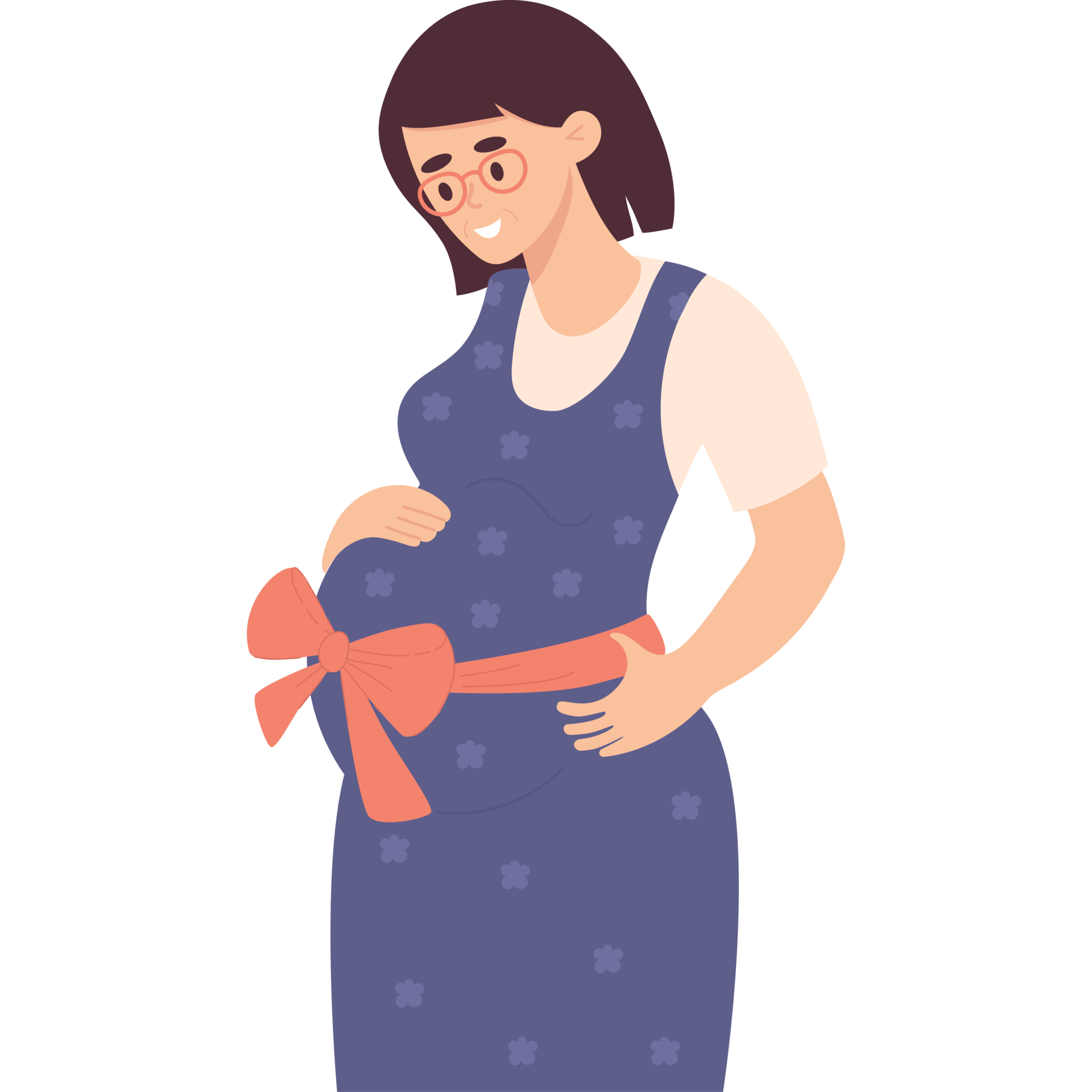 Happy Pregnant Girl With Bow 22751463 Png