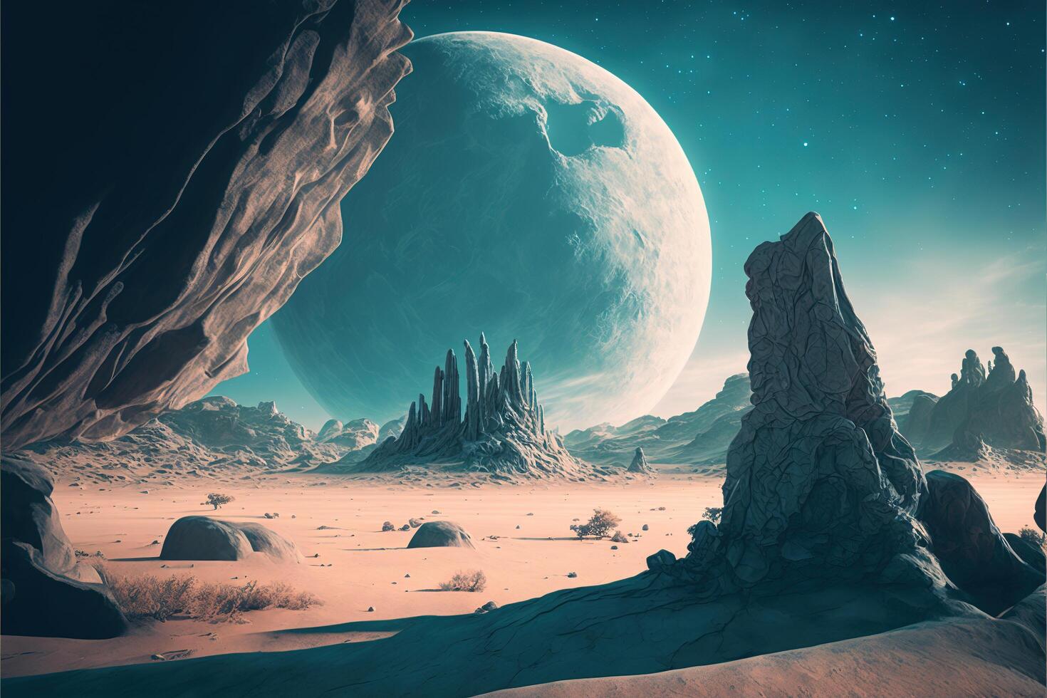 futuristic moonscape by ai generated 22752417 Stock Photo at Vecteezy