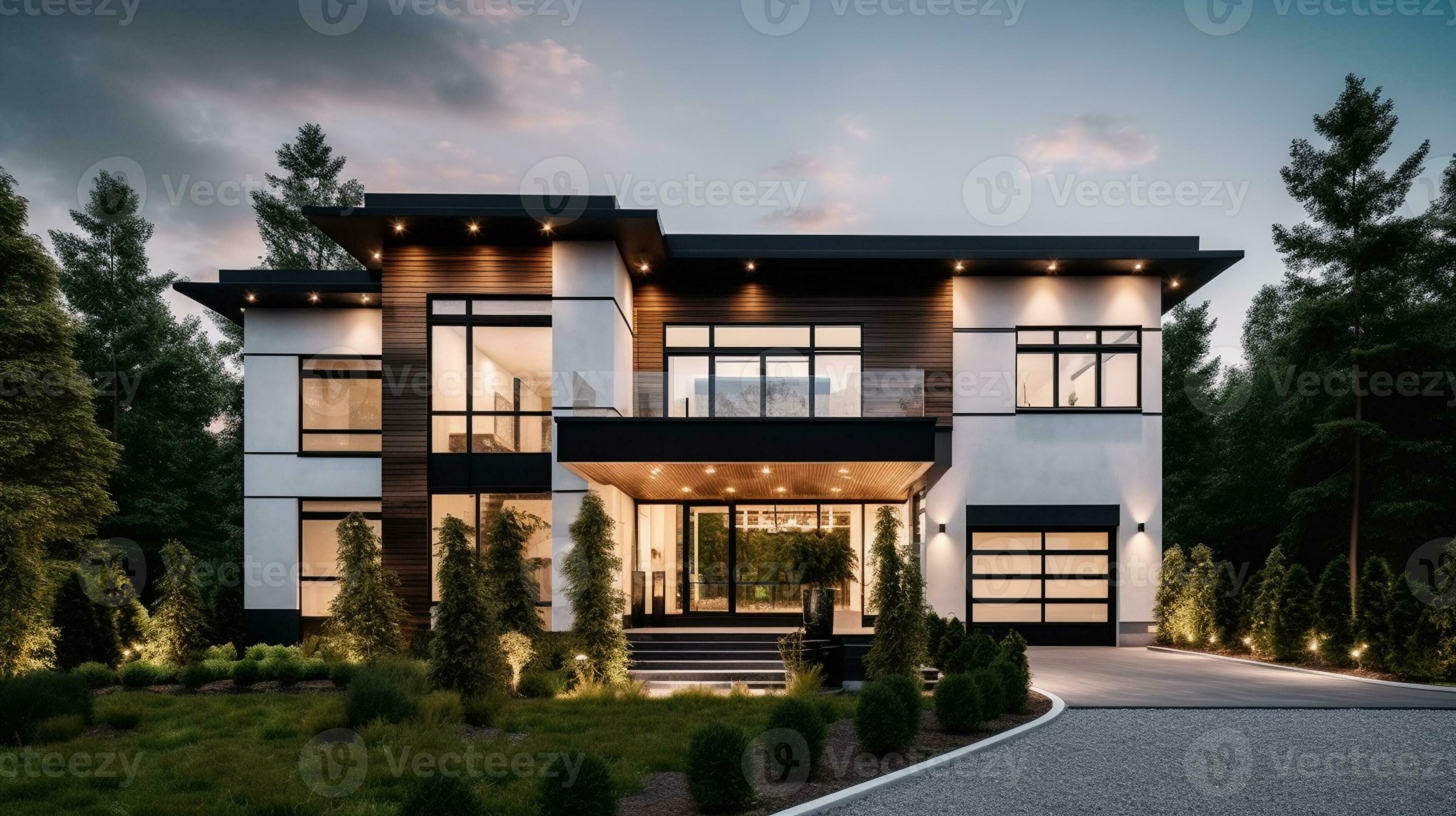 3d rendering of modern cozy house with garage for sale or rent with ... 3d rendering of modern cozy house with garage for sale or rent with ...
