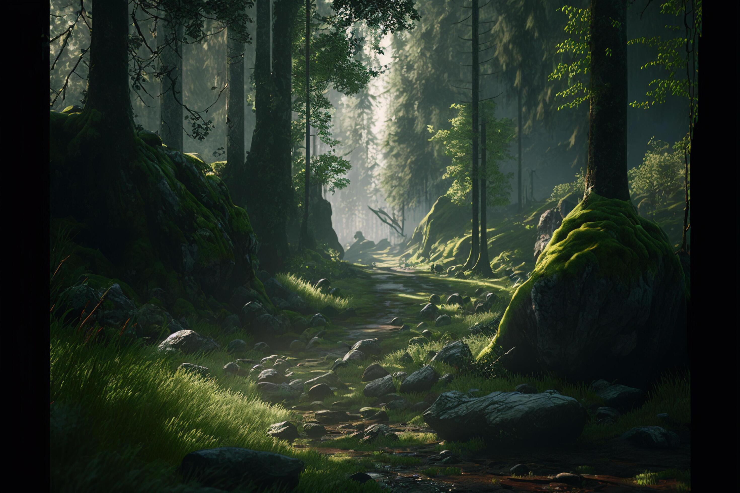 Forest cinematic lighting photo realistic. Generative Ai 22757385 Stock ... Forest cinematic lighting photo realistic. Generative Ai 22757385 Stock ...