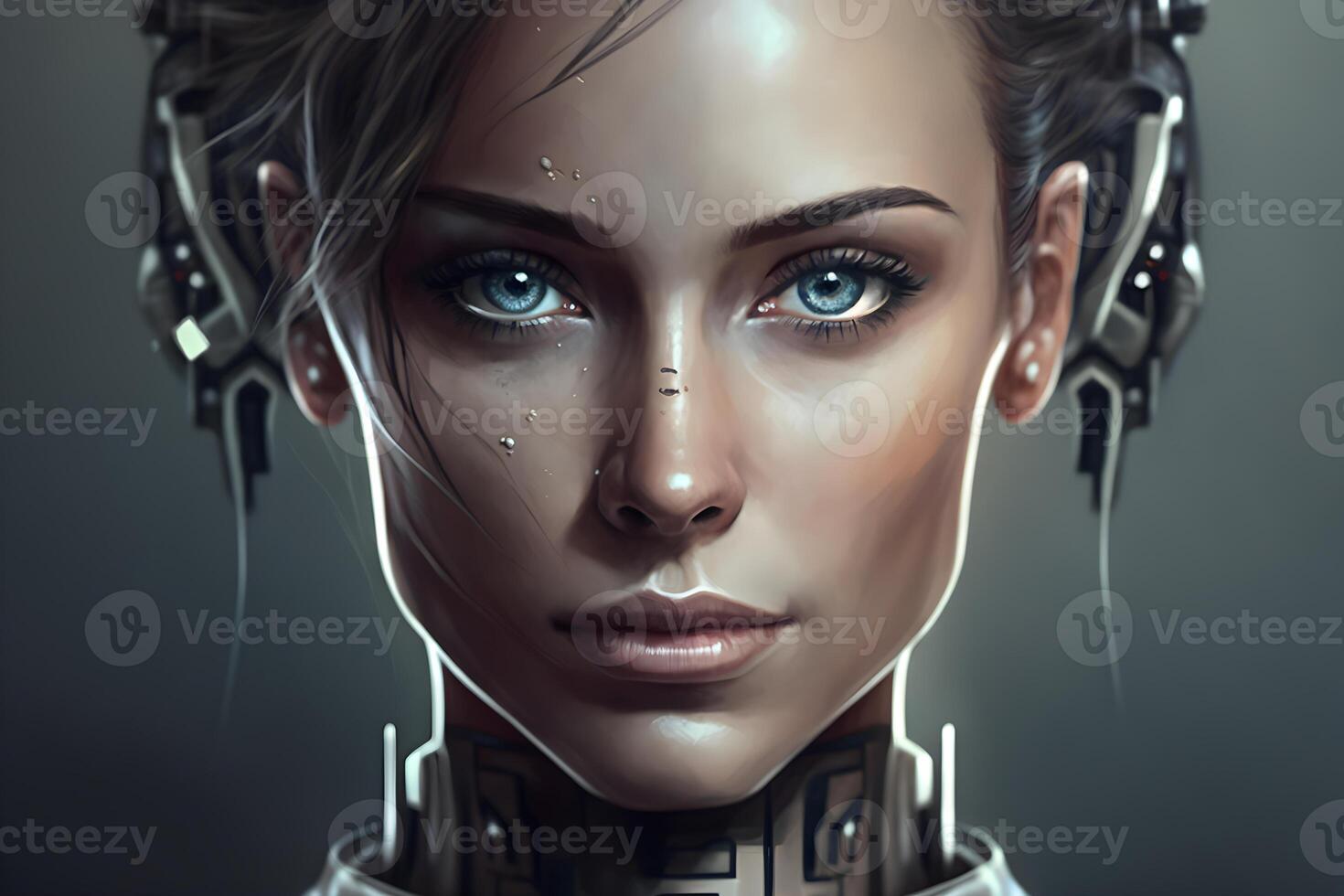 Closeup portrait of cybernetic artificial woman android robot 22769998 Stock Photo at Vecteezy