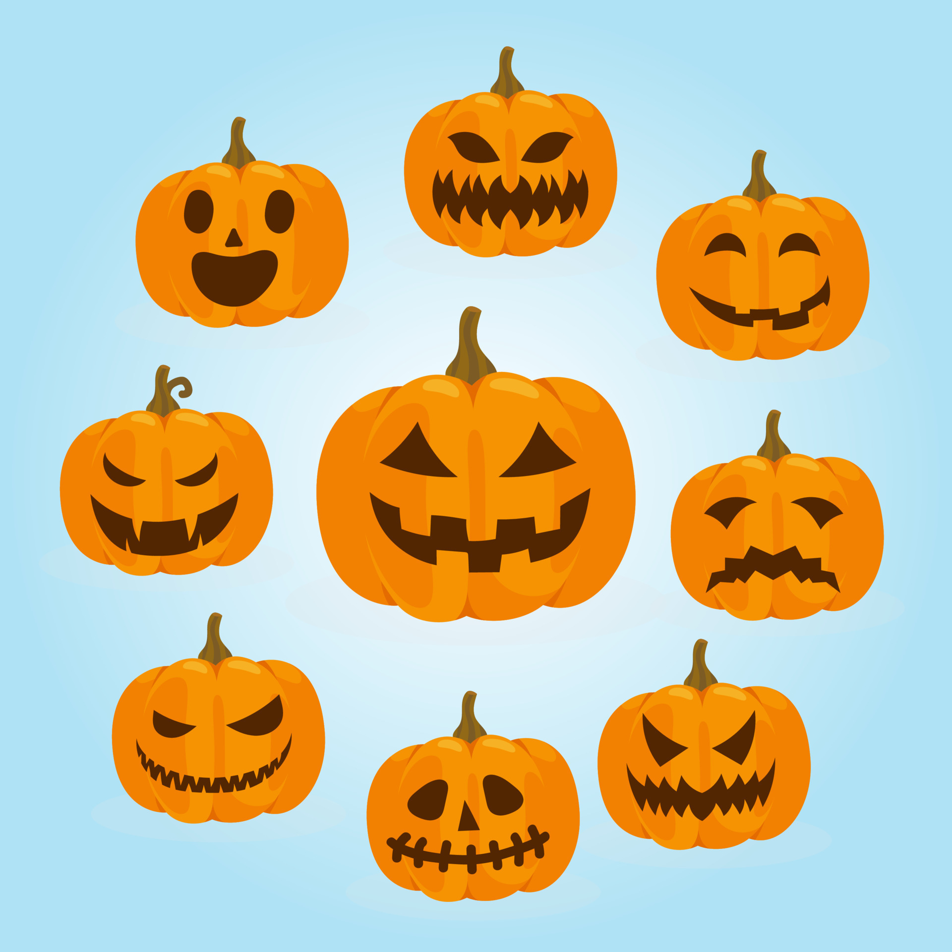 Set Of Funny Cartoon Monsters Halloween 22779677 Vector Art At Vecteezy