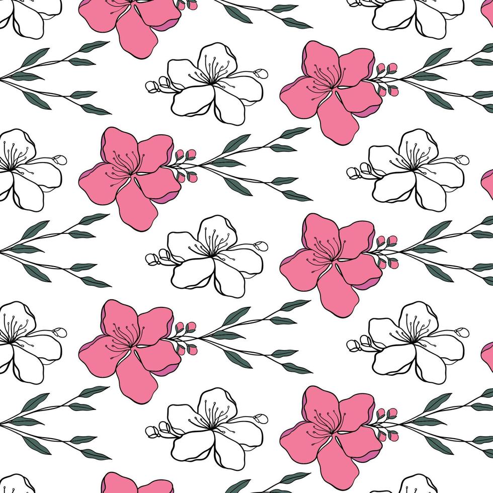 Two-color vector floral pattern. Design for wallpaper, wrapping paper ...