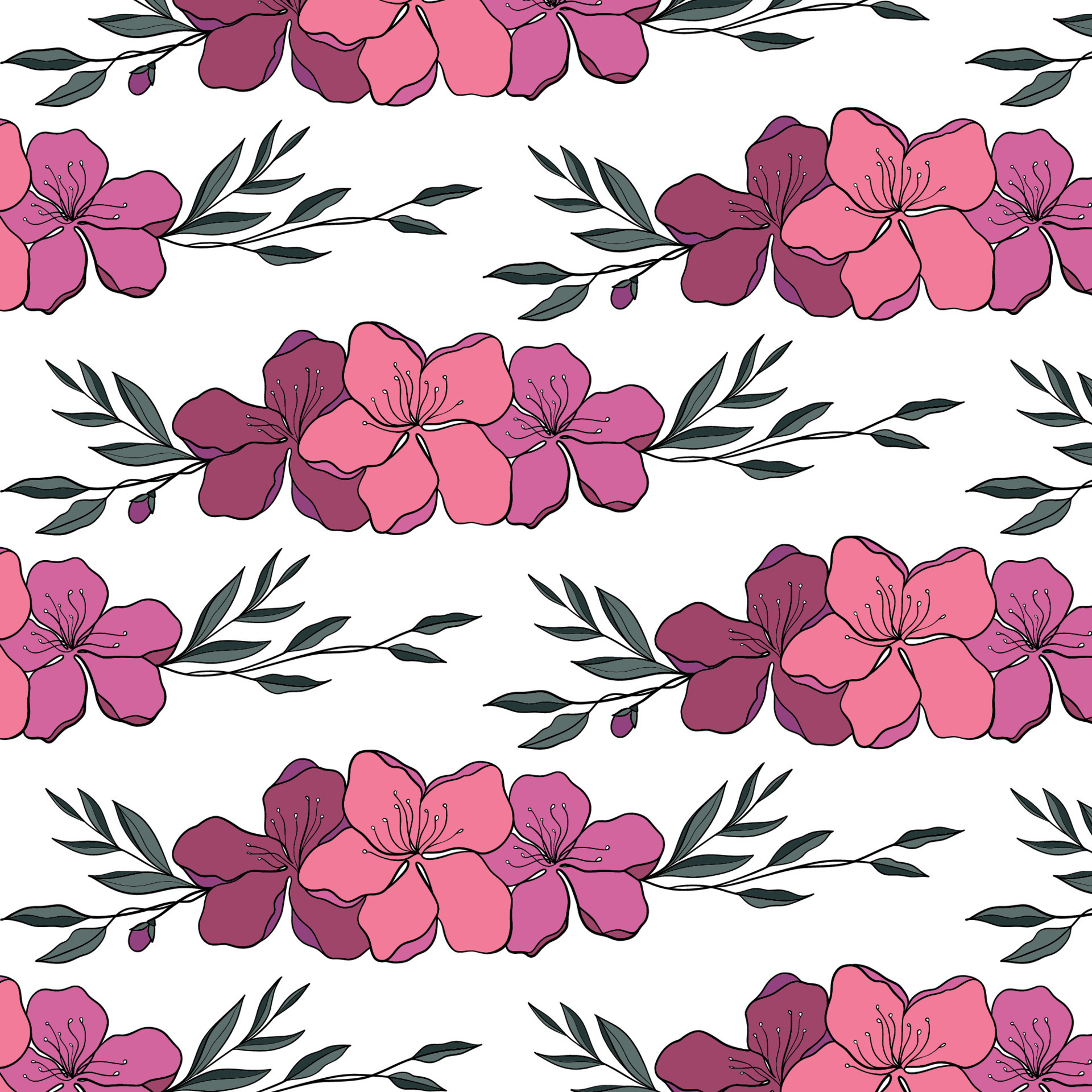 Two-color vector floral pattern. Design for wallpaper, wrapping paper ...