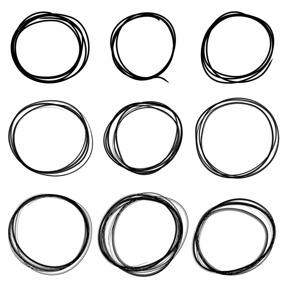 Hand drawn scribble line circles. Doodle circular for message note mark ...