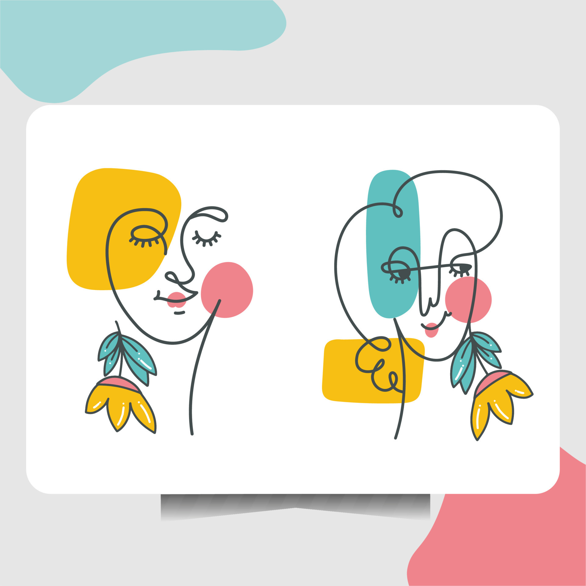 Abstract face with line art and flat design style 22788460 Vector Art ...