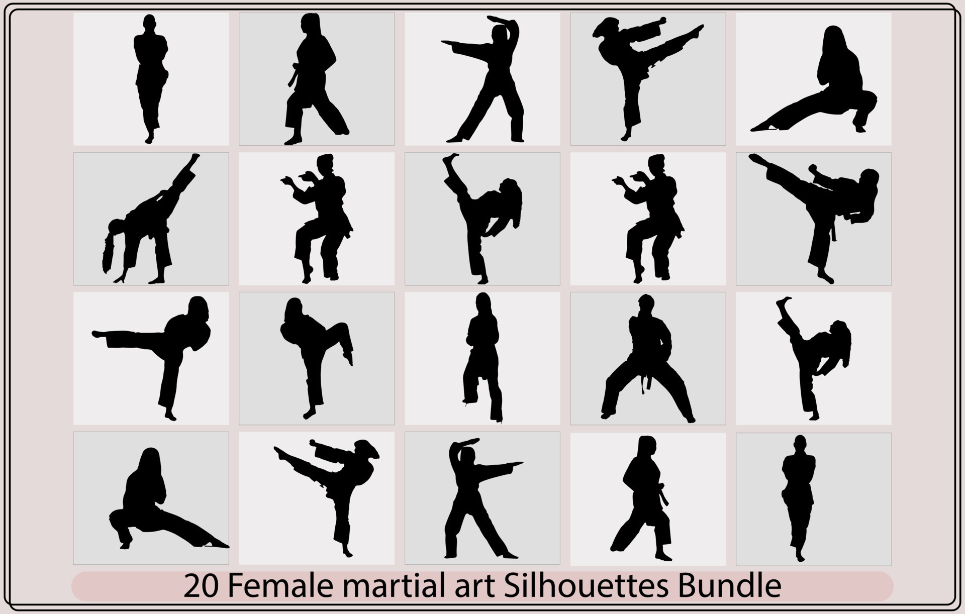 Silhouette Of A Kickboxing Woman Female Martial Art Silhouette Female