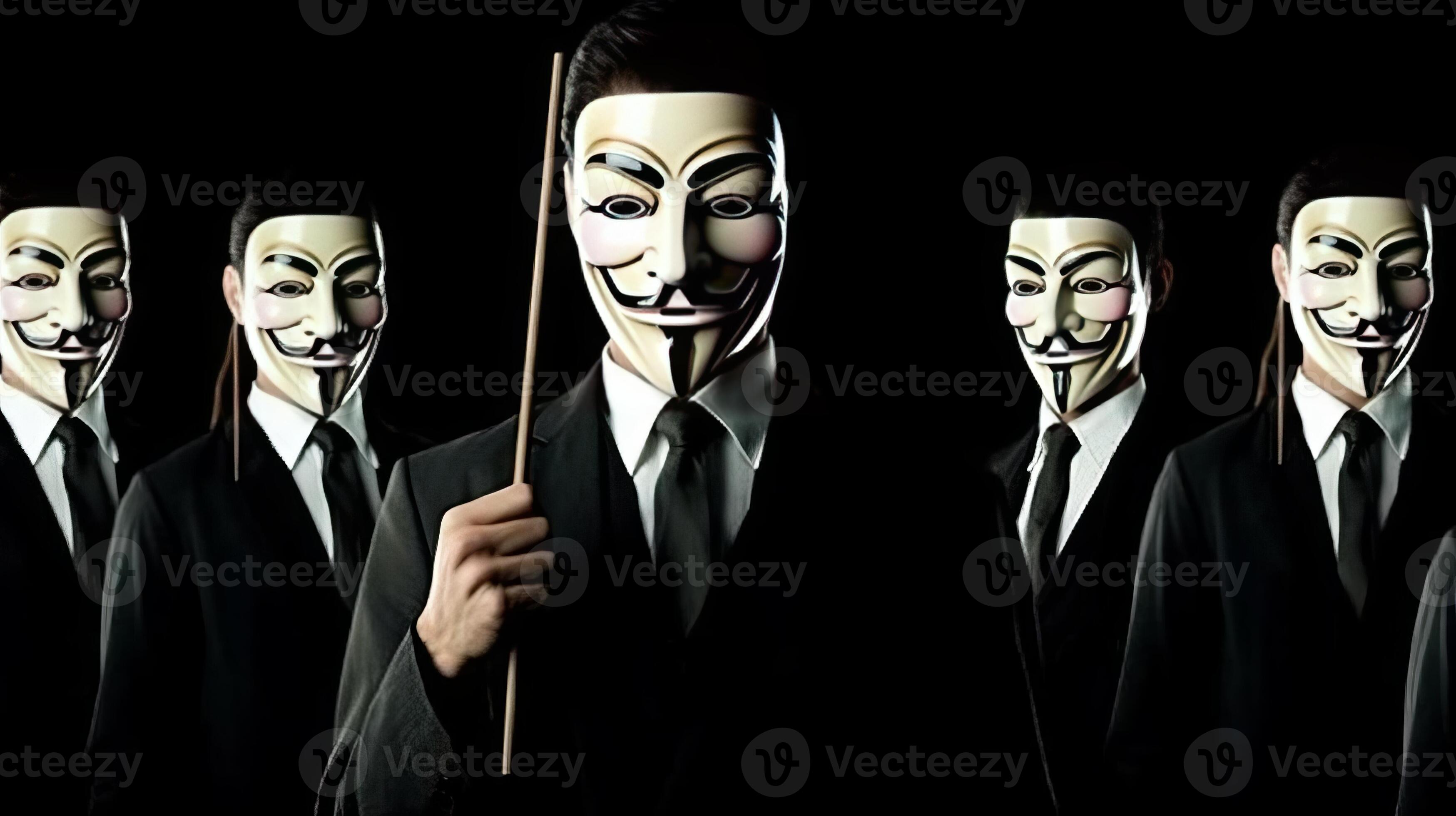 Five anonymous hackers in a face mask 22798973 Stock Photo at Vecteezy