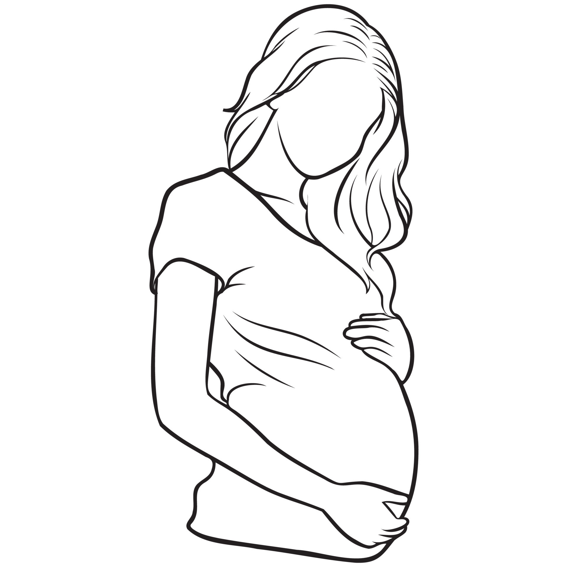 Pregnant Woman Line Drawing 22801354 Vector Art At Vecteezy