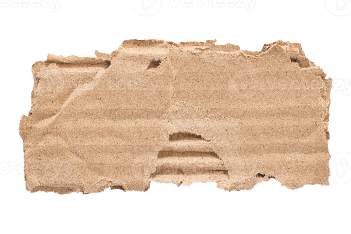 brown cardboard with crumpled and torn pattern isolated on transparent ...