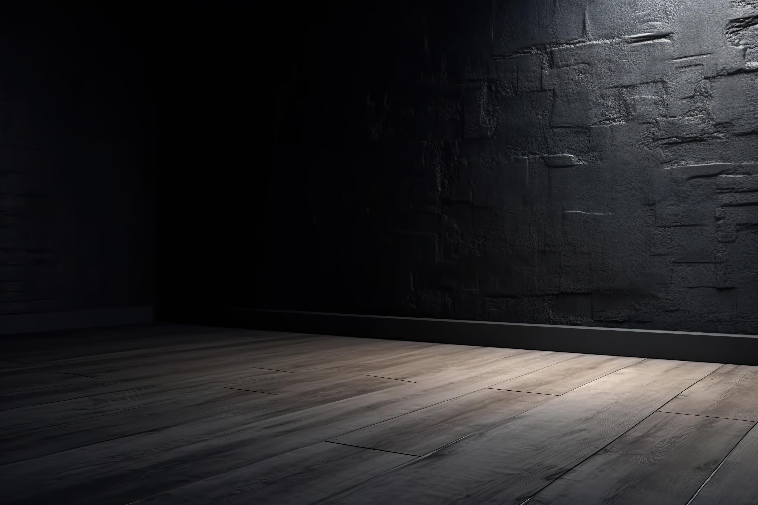 Close Up of An Empty Room Dark Wall and Floor Texture Illustration Background Mock Up with ...
