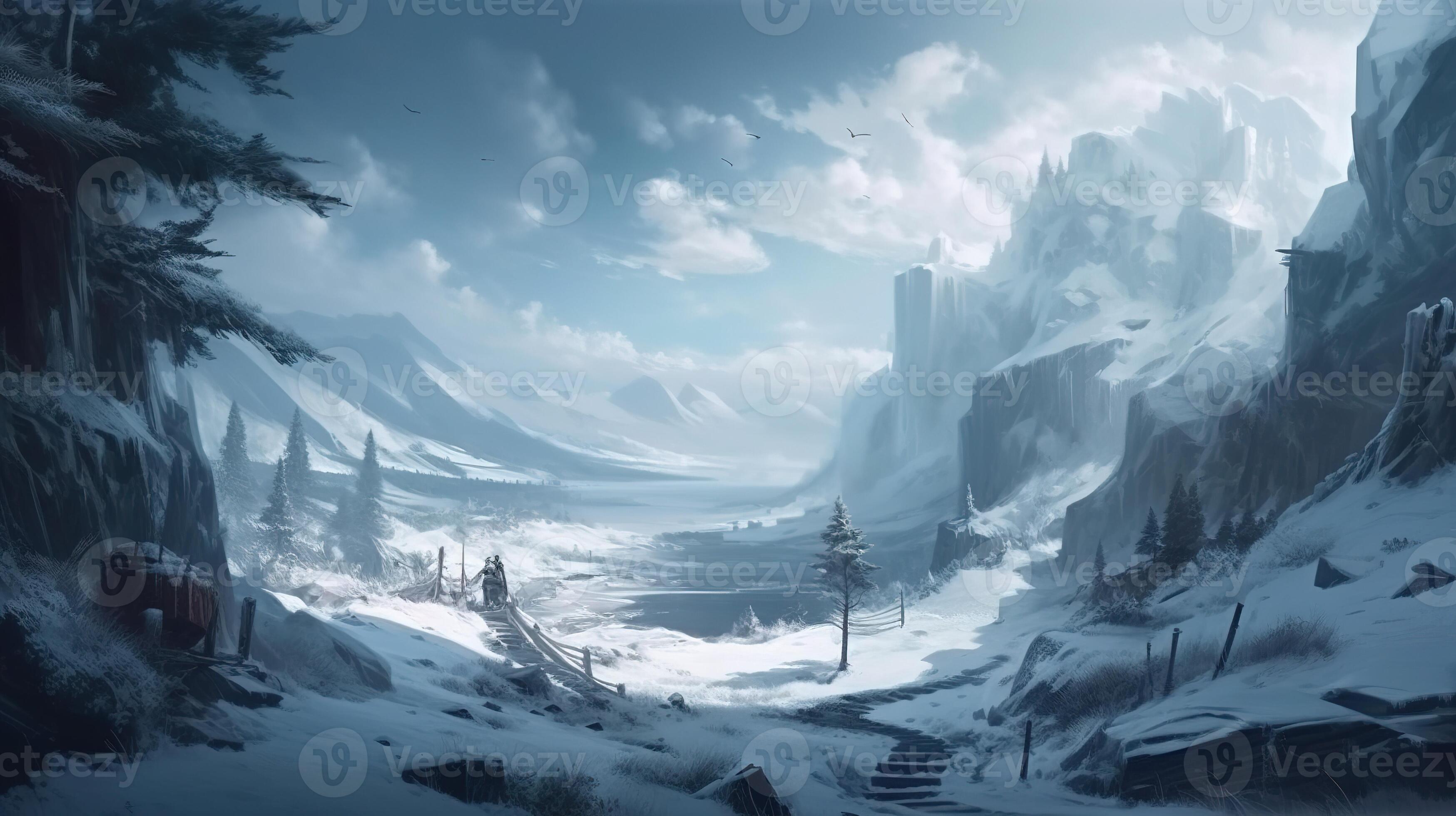 Winter Fantasy Backdrop Concept Art Realistic Illustration Background ... Winter Fantasy Backdrop Concept Art Realistic Illustration Background ...