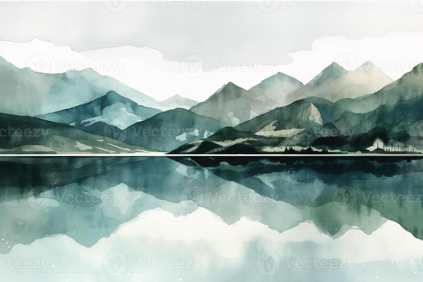 A Peaceful and Serene Landscape Painting Art Illustration Background ...