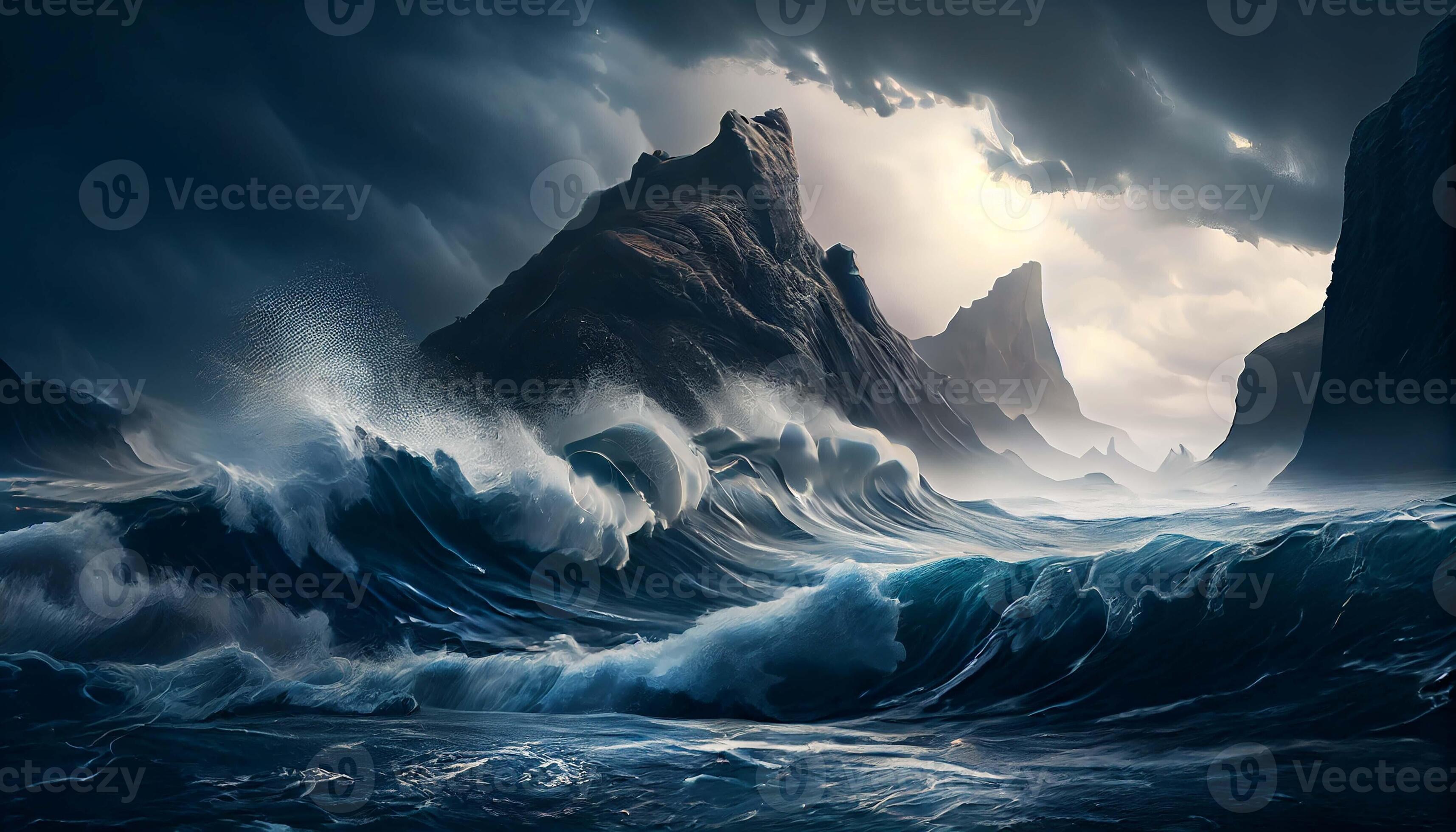 Ocean Storm Waves Rocks