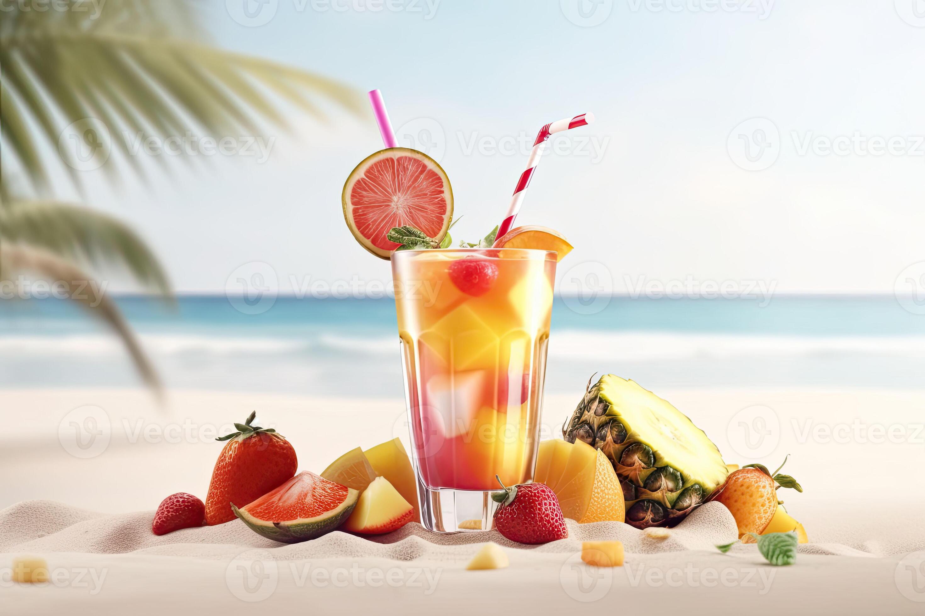 Tropical Cocktail Summer Drinks And Beach Vacation Background