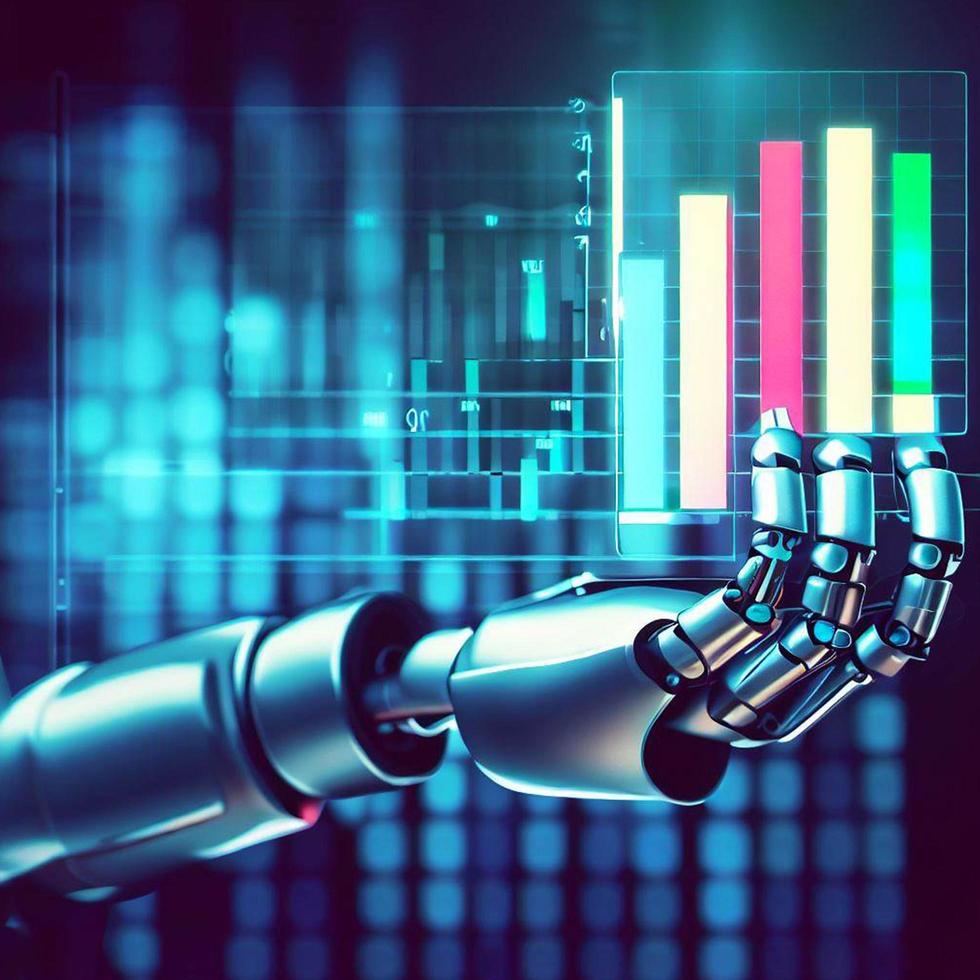 3d Rendering Robot Hand Working With Business Chart On Virtual Screen Background 22815341 Stock 2441