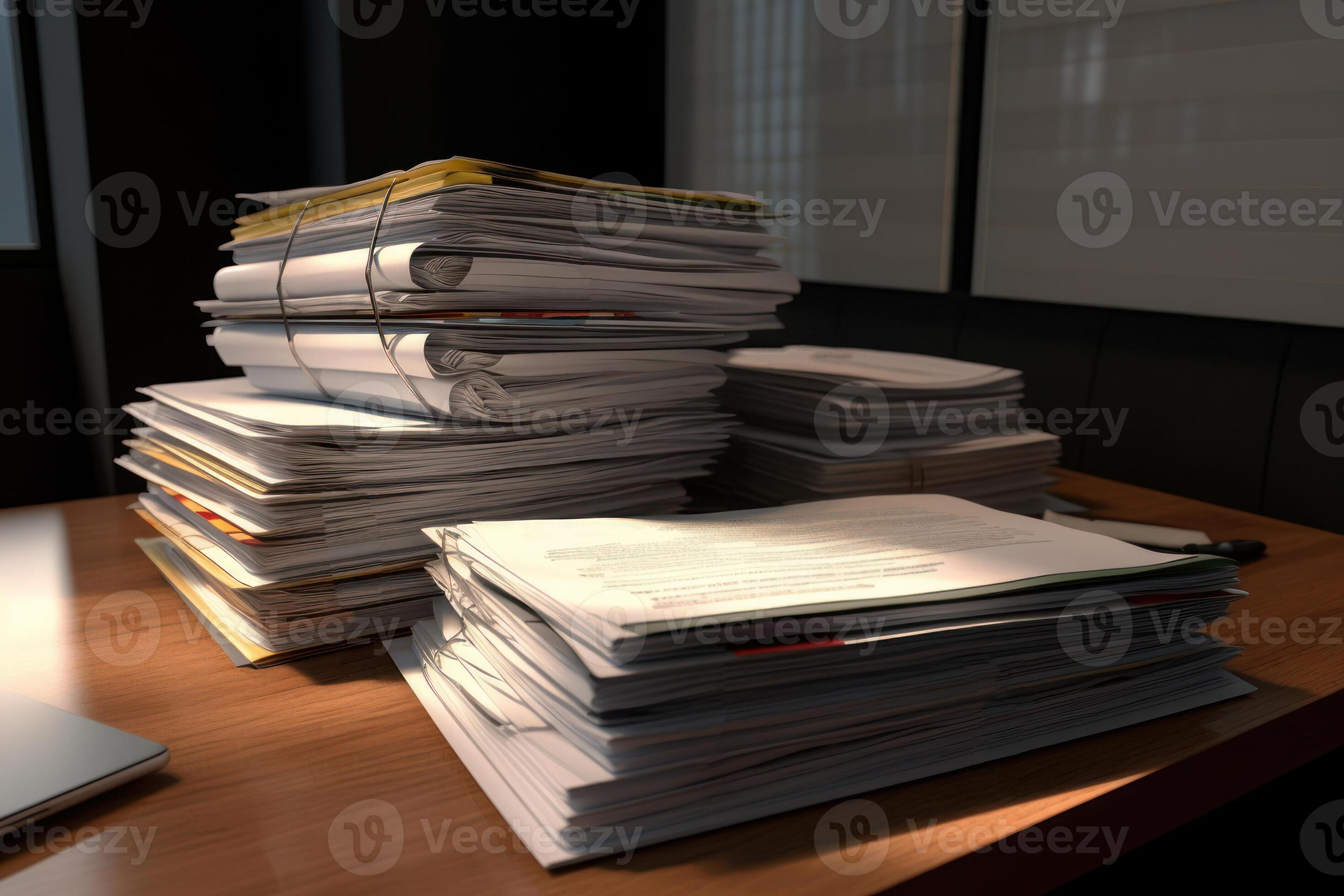 stack paper document tax reports in office table 22816741 Stock Photo ...