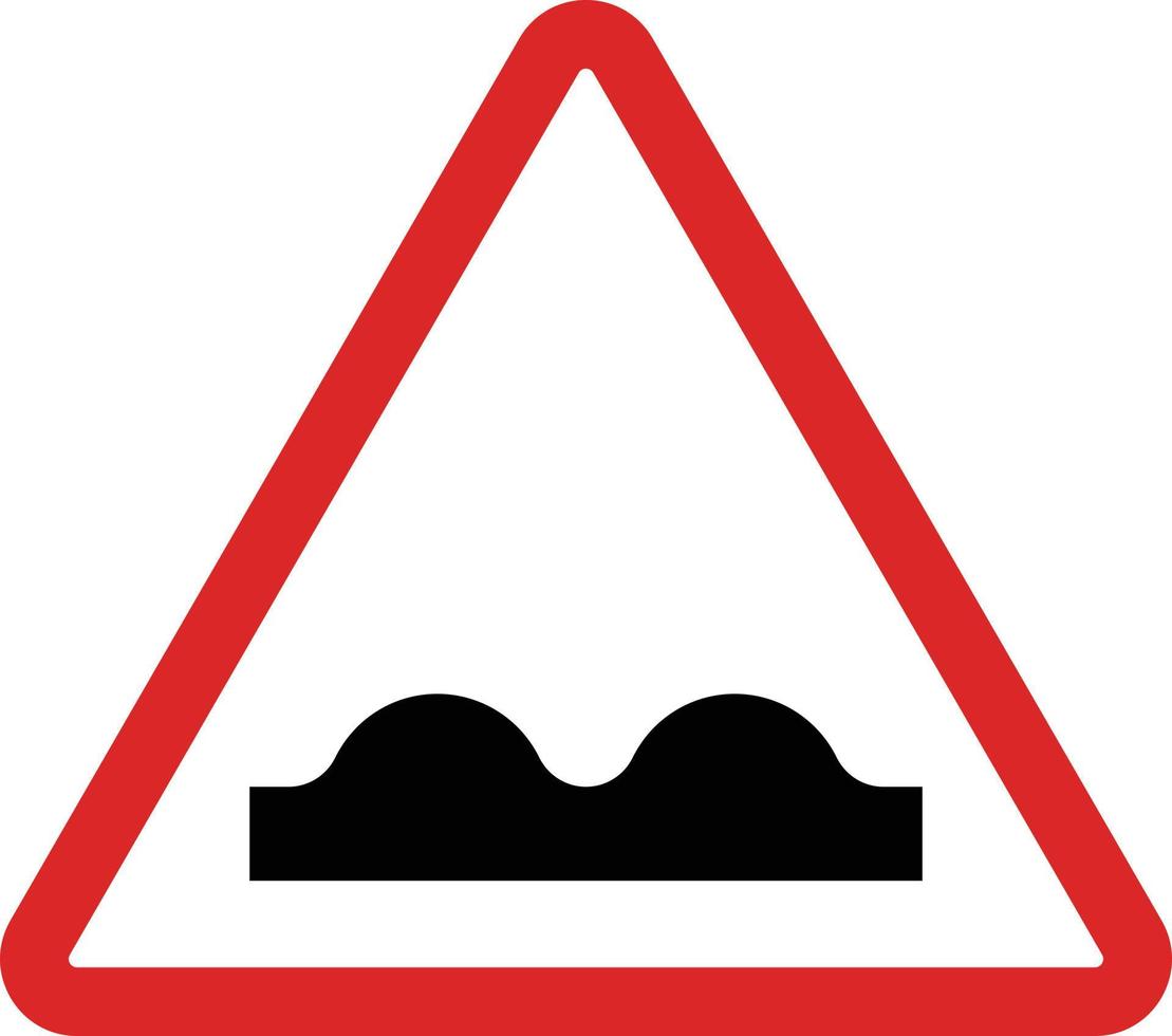 Bumpy Road Sign Uneven Road Sign Red Triangle Warning Sign With Bump Symbol Vector