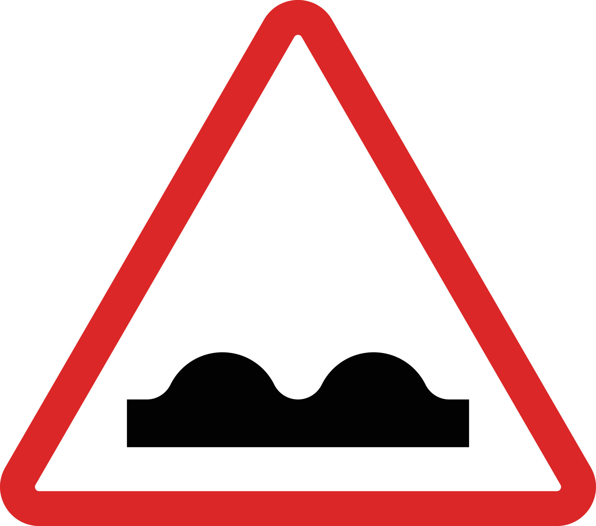 bumpy road sign . uneven road sign . red triangle warning sign with bump symbol, vector ...