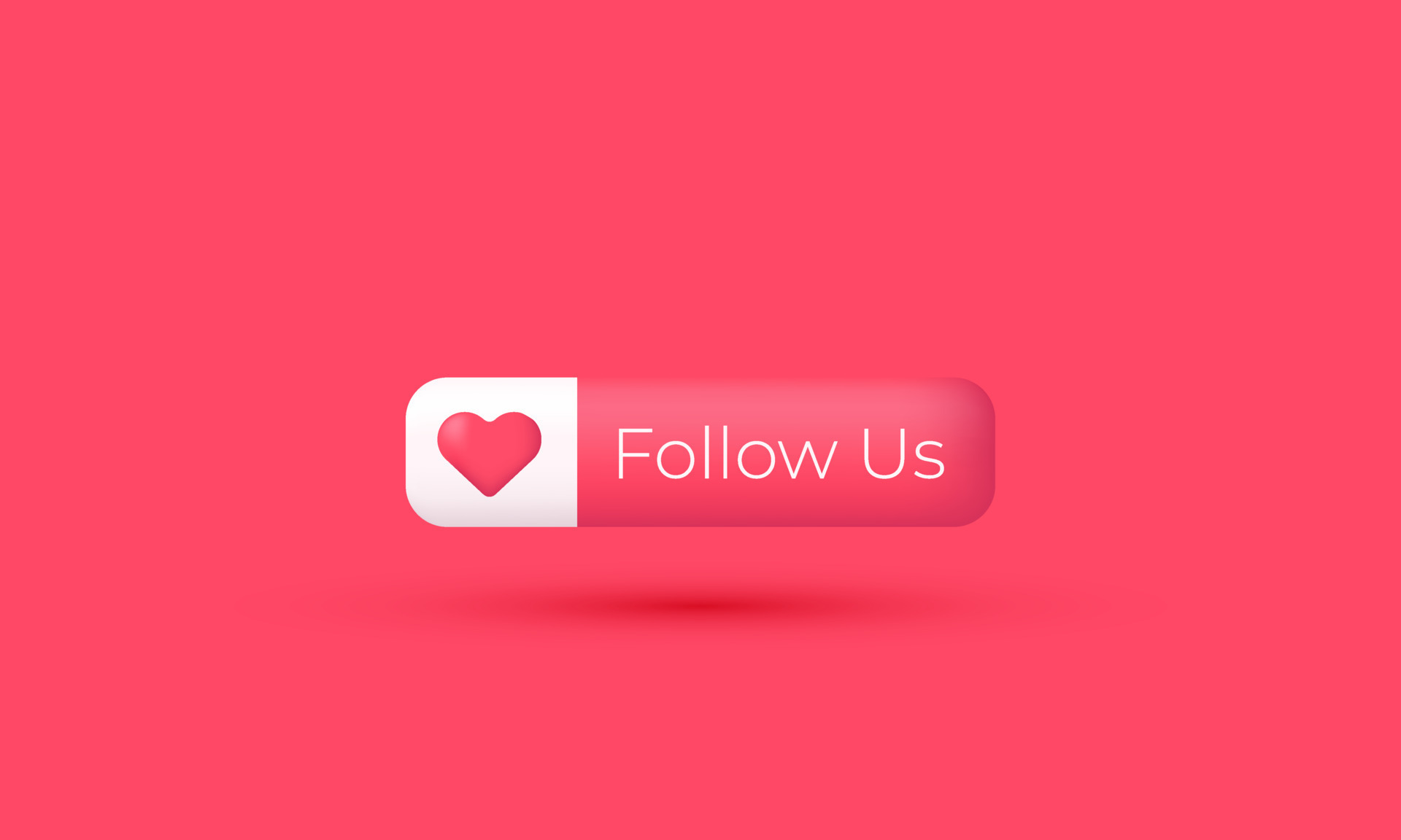 3d Realistic Cartoon Vector Button Follow Us Icon Trendy Modern Style Object Symbols Isolated On