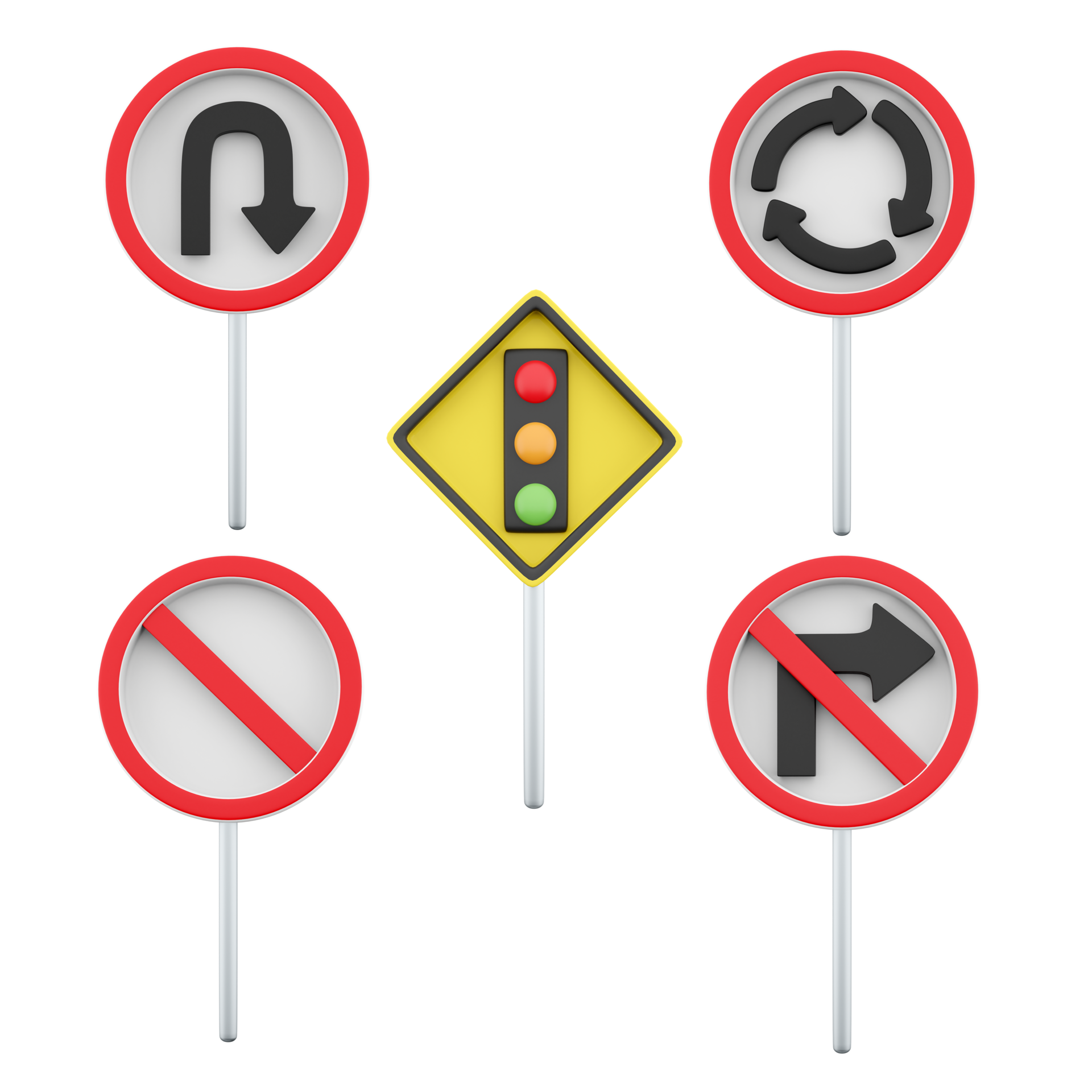 3d rendering U turn, roundabout, traffic light regulation, right turn ... 3d rendering U turn, roundabout, traffic light regulation, right turn ...
