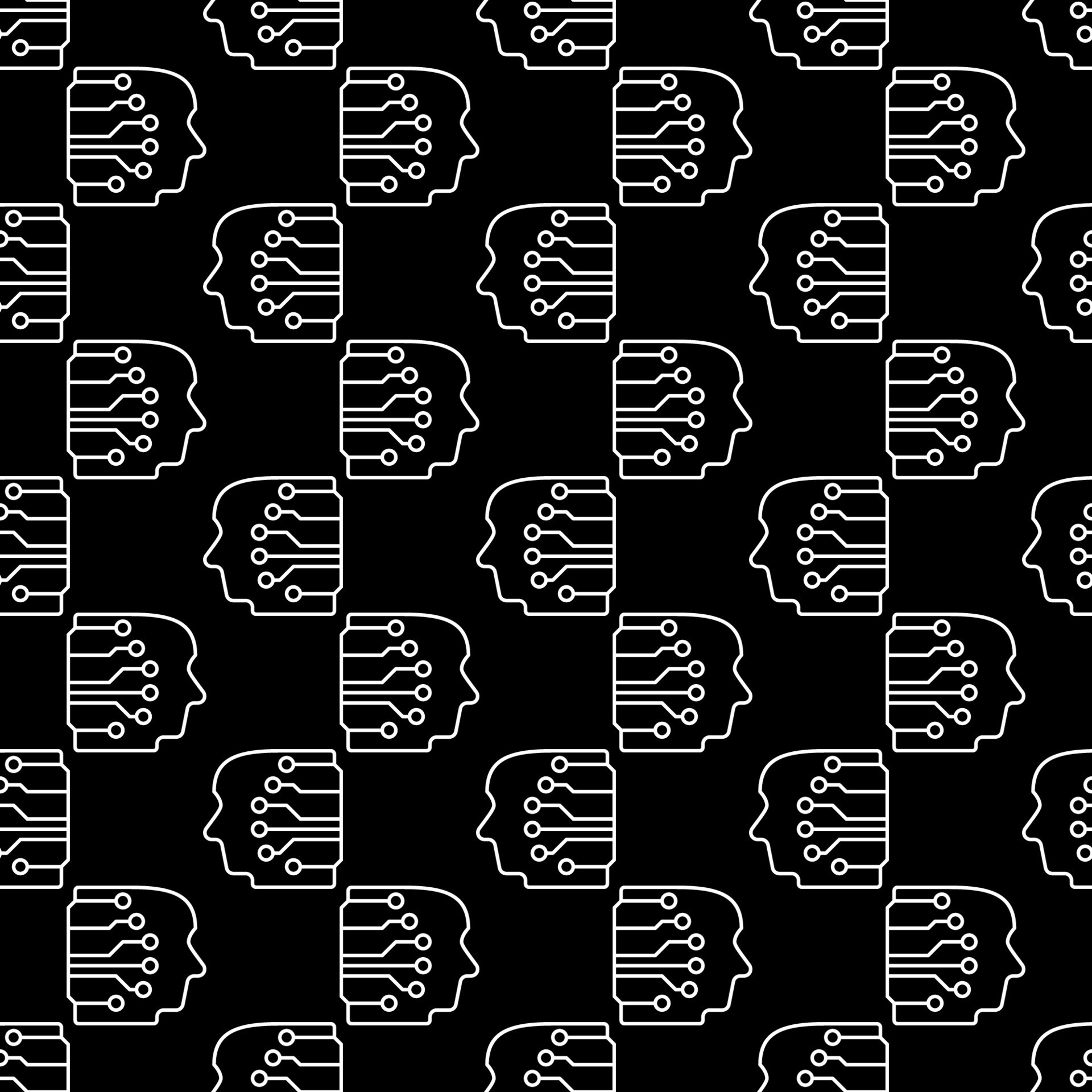 Human Head With Neural Network Vector Ai Concept Line Dark Seamless Pattern 22821325 Vector Art