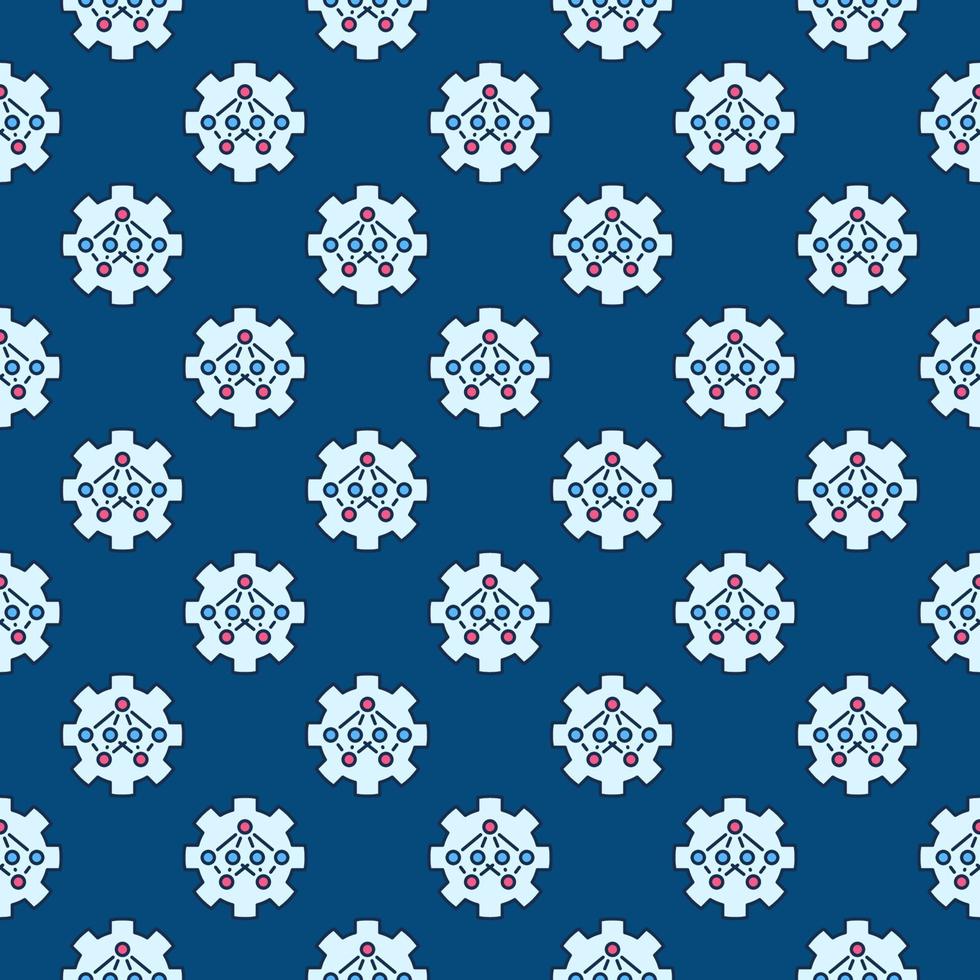 Neural Network Cog Wheel Vector Colored Seamless Pattern 22821351
