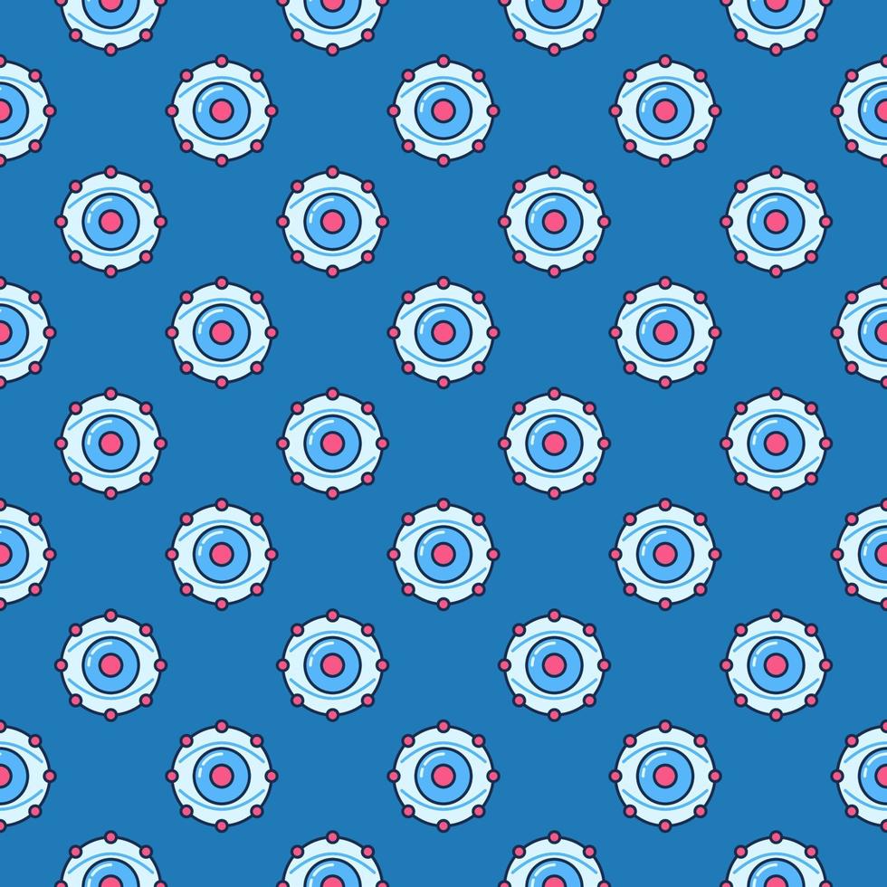 Neural Network Eye Vector Image Recognition Colored Seamless Pattern