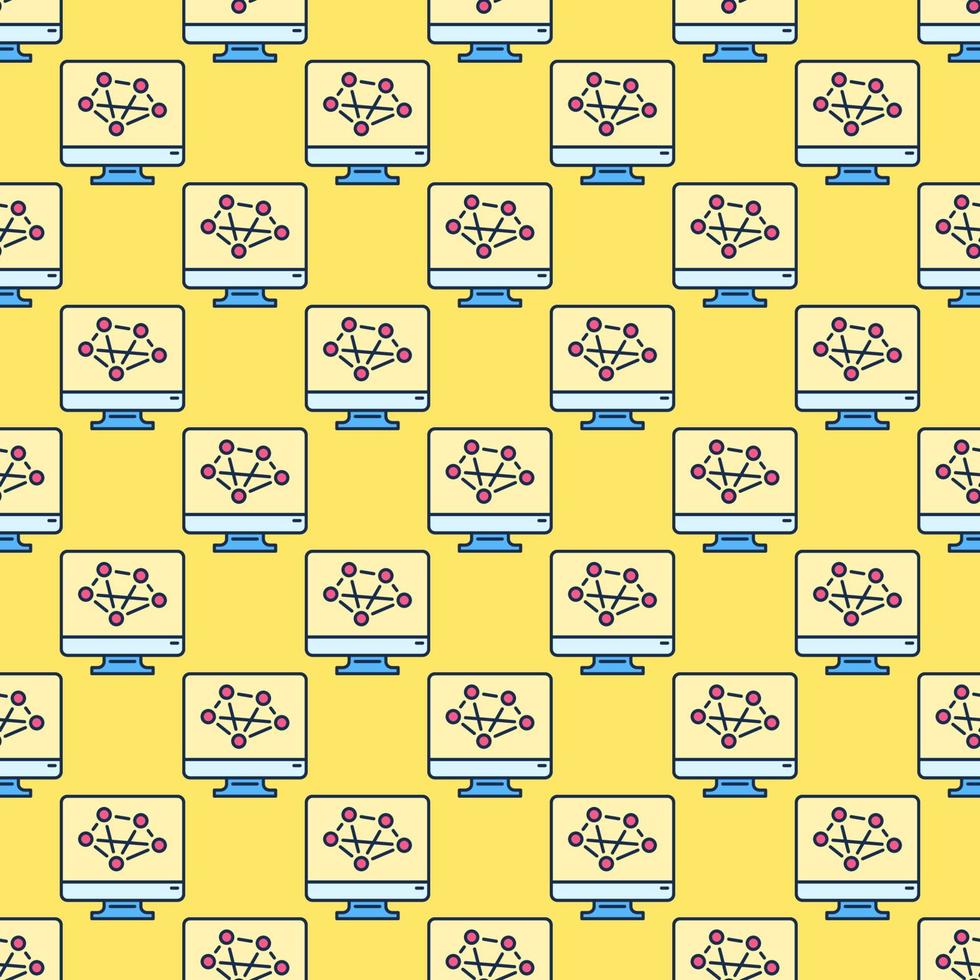 Neural Network On Computer Screen Vector Colored Seamless Pattern 22821385 Vector Art At Vecteezy