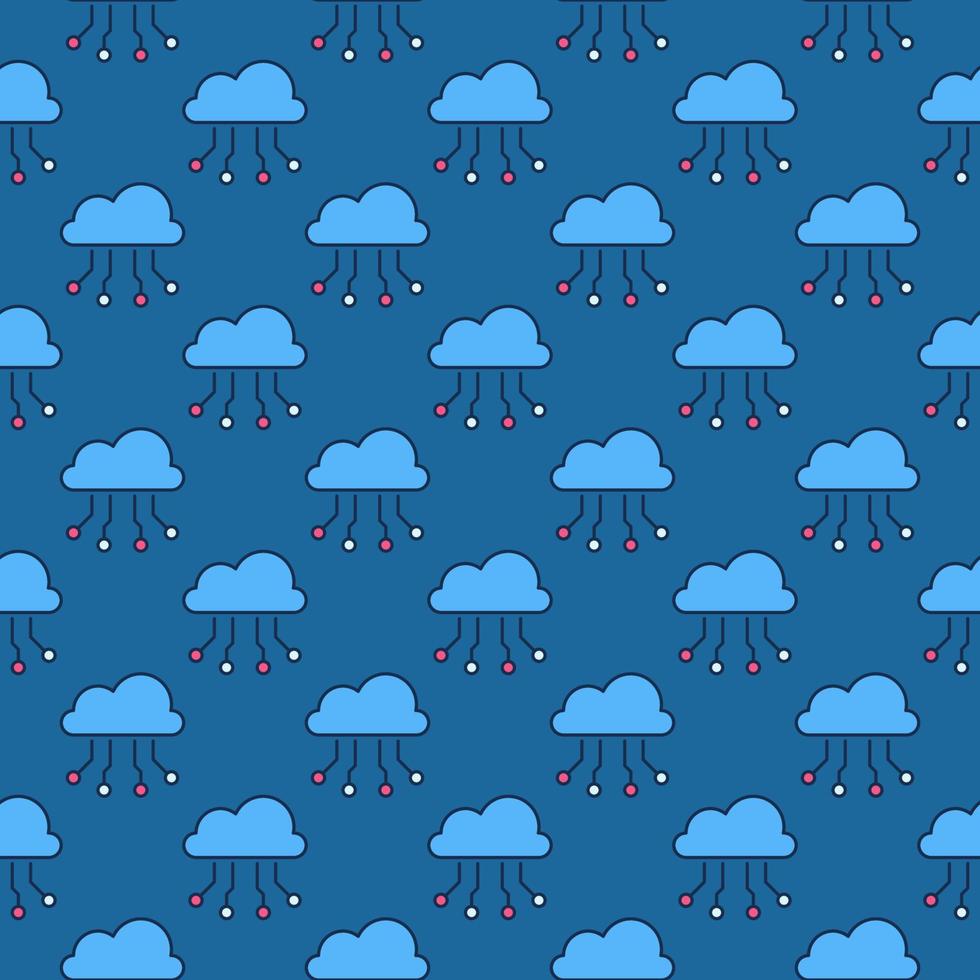 Cloud With Neural Network Data Vector Colored Seamless Pattern 22821449